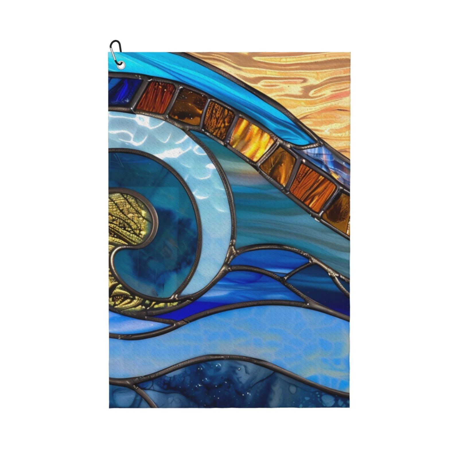 Logiee Stained Glass Ocean Wave Print Golf Towels,16" x 24" Portable ...