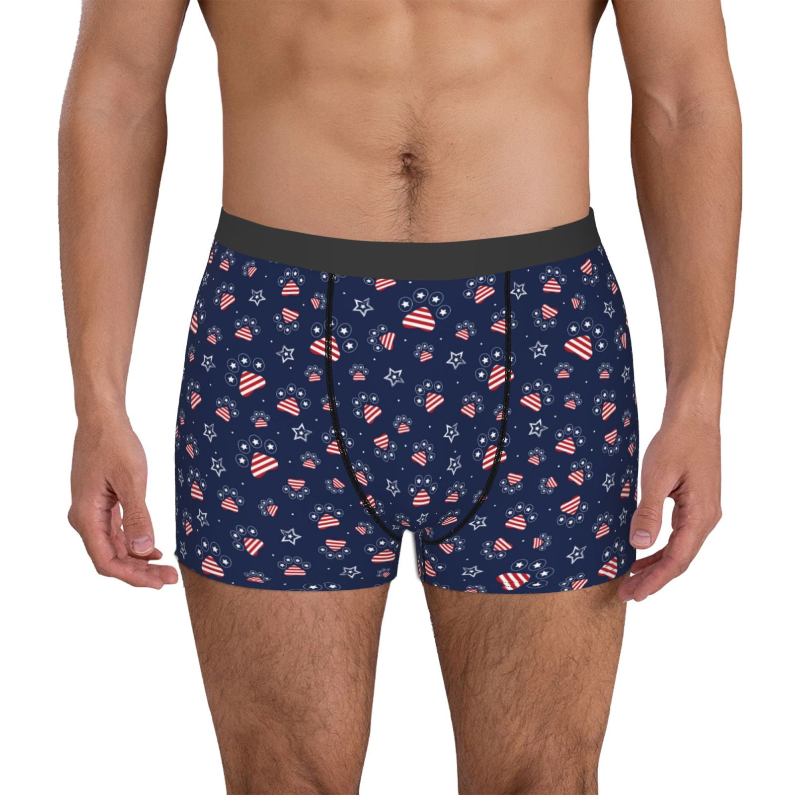Logiee Star Dog Paw Print Mens Boxer Briefs,Boxer Briefs for Men ...