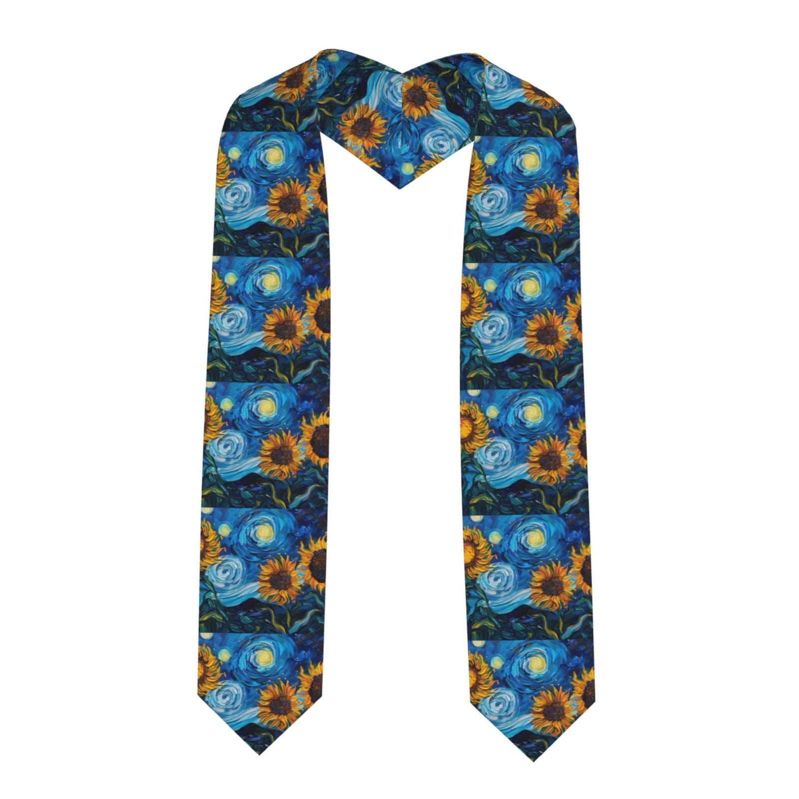 Logiee Starry Night Sunflower Field Print Unisex Adult Graduation Stole Shawl 72" Long for ...