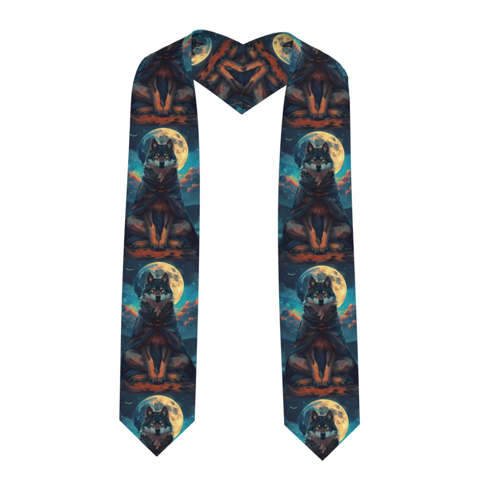 Logiee Starry Sky Moon Wolf Leader Print Unisex Adult Graduation Stole ...