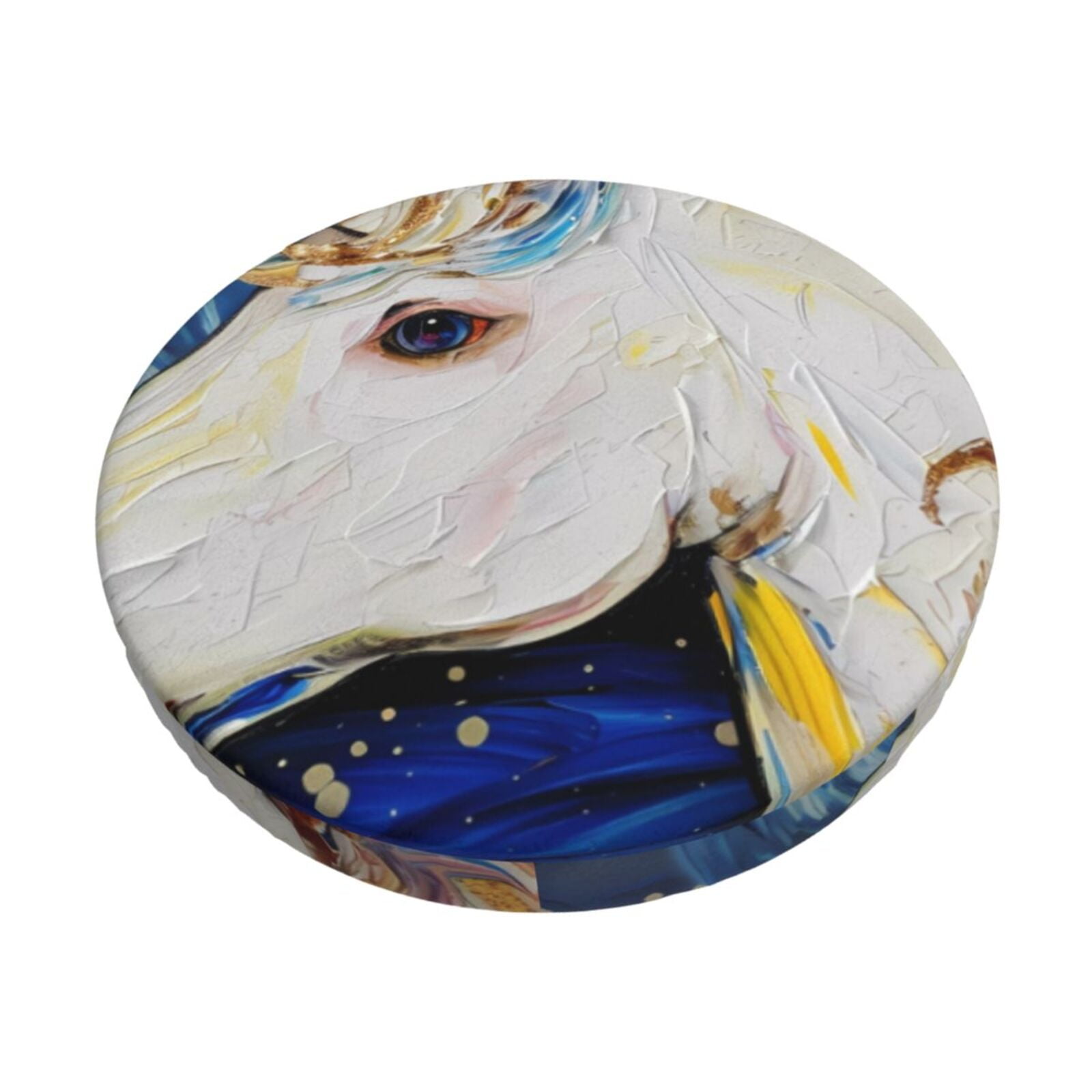 Logiee Starry White Horse Print Stool Covers Round,Bar Stool Covers ...