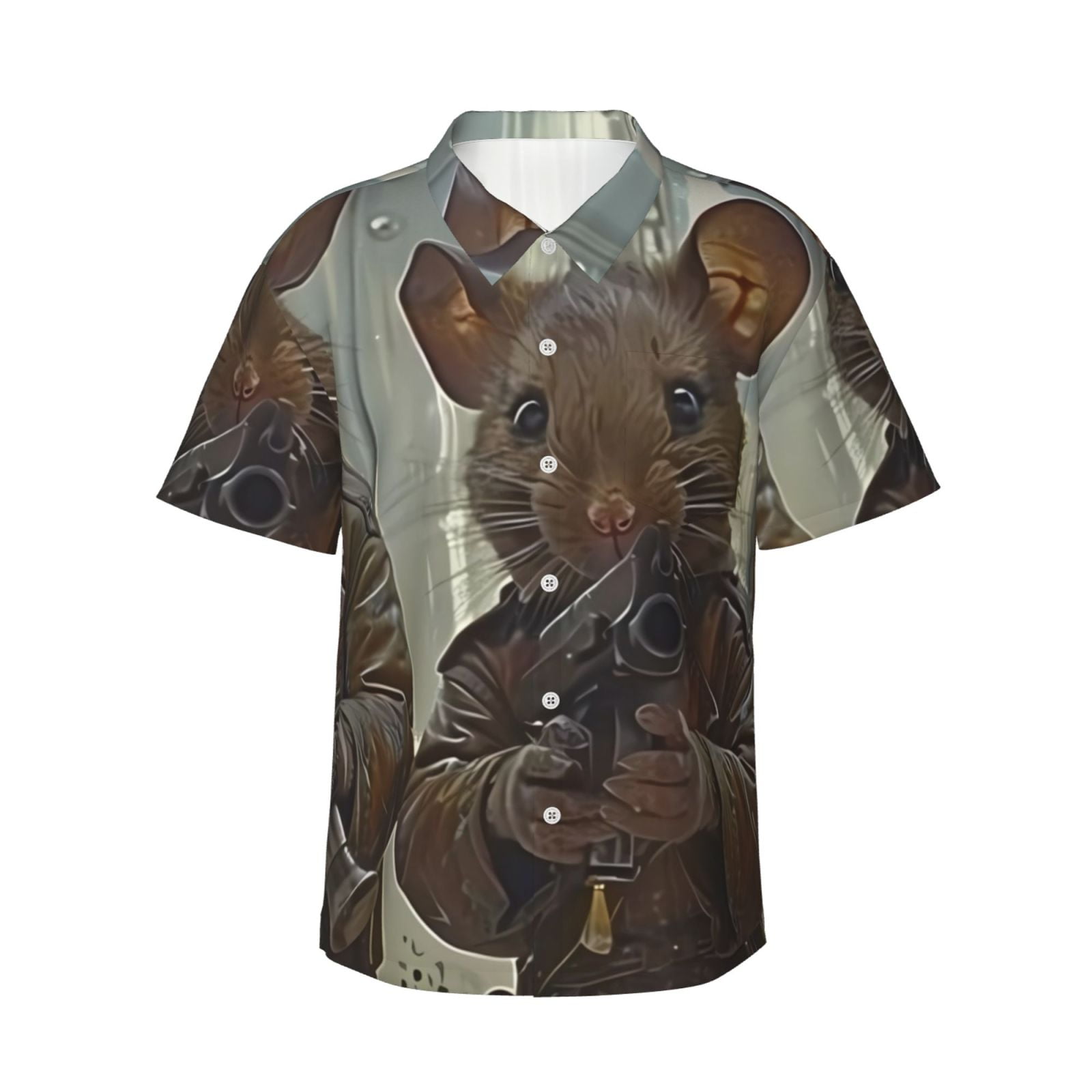 Logiee Steampunk Space Mice Warriors Print Mens Hawaiian Shirts,Loose ...