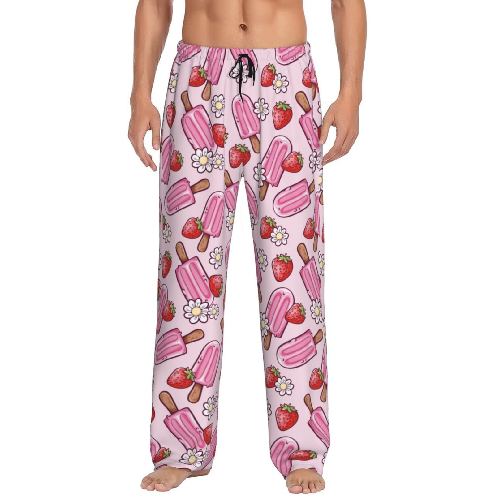 Logiee Strawberry Popsicle Print Pajama Pants for Men,Men’s Pajama ...
