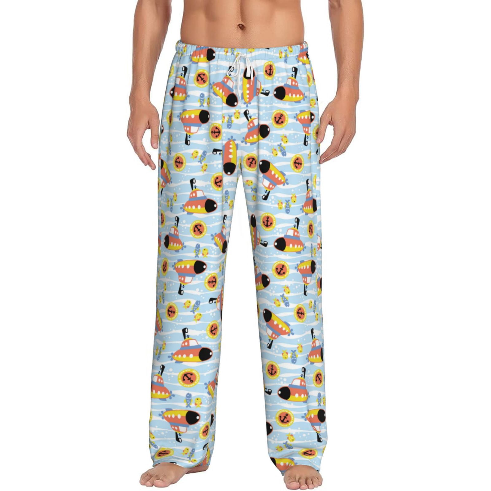 Logiee Submarine With Fishes Undersea Print Pajama Pants for Men,Men’s ...