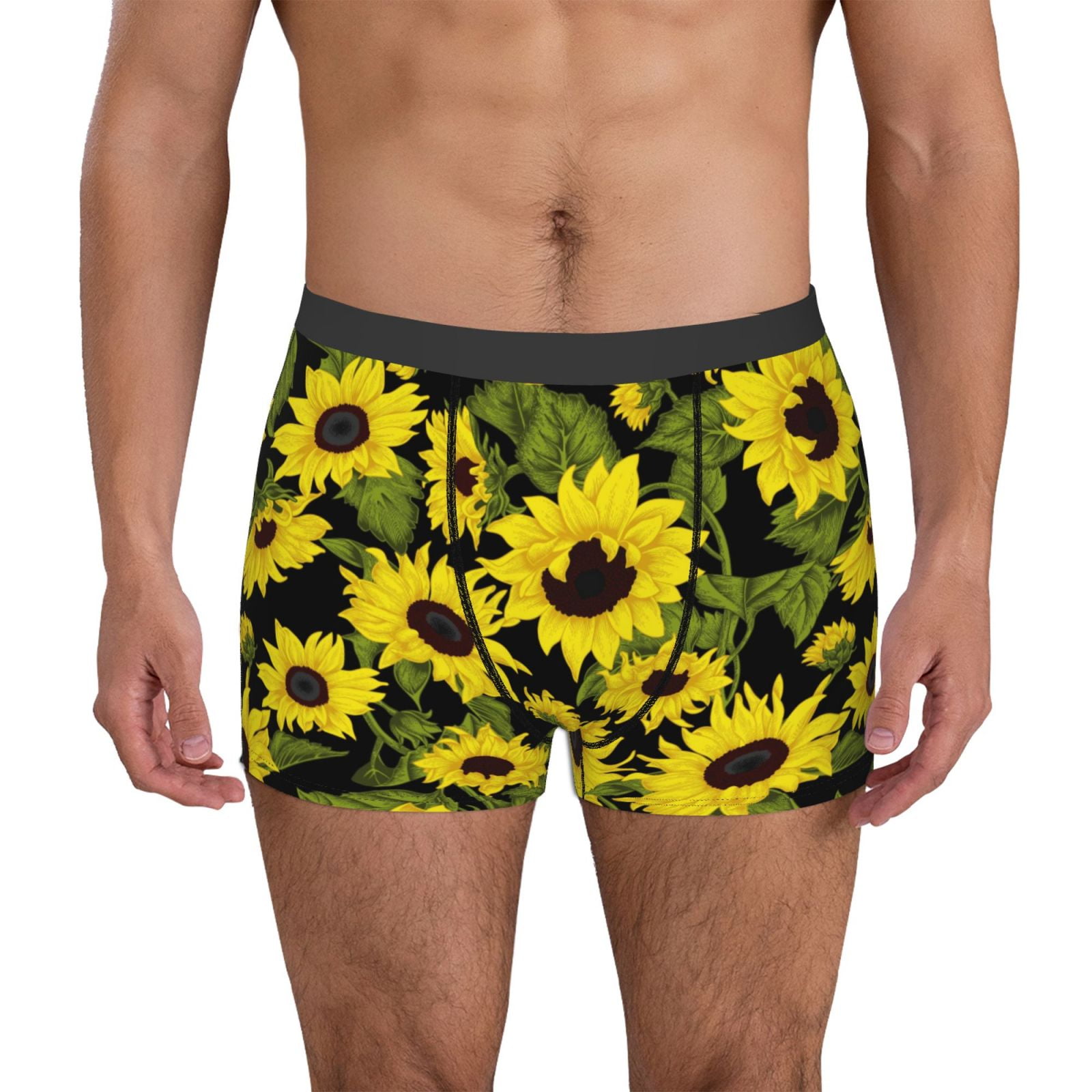 Logiee Sunflowers In Vintage Print Mens Boxer Briefs,Boxer Briefs for ...