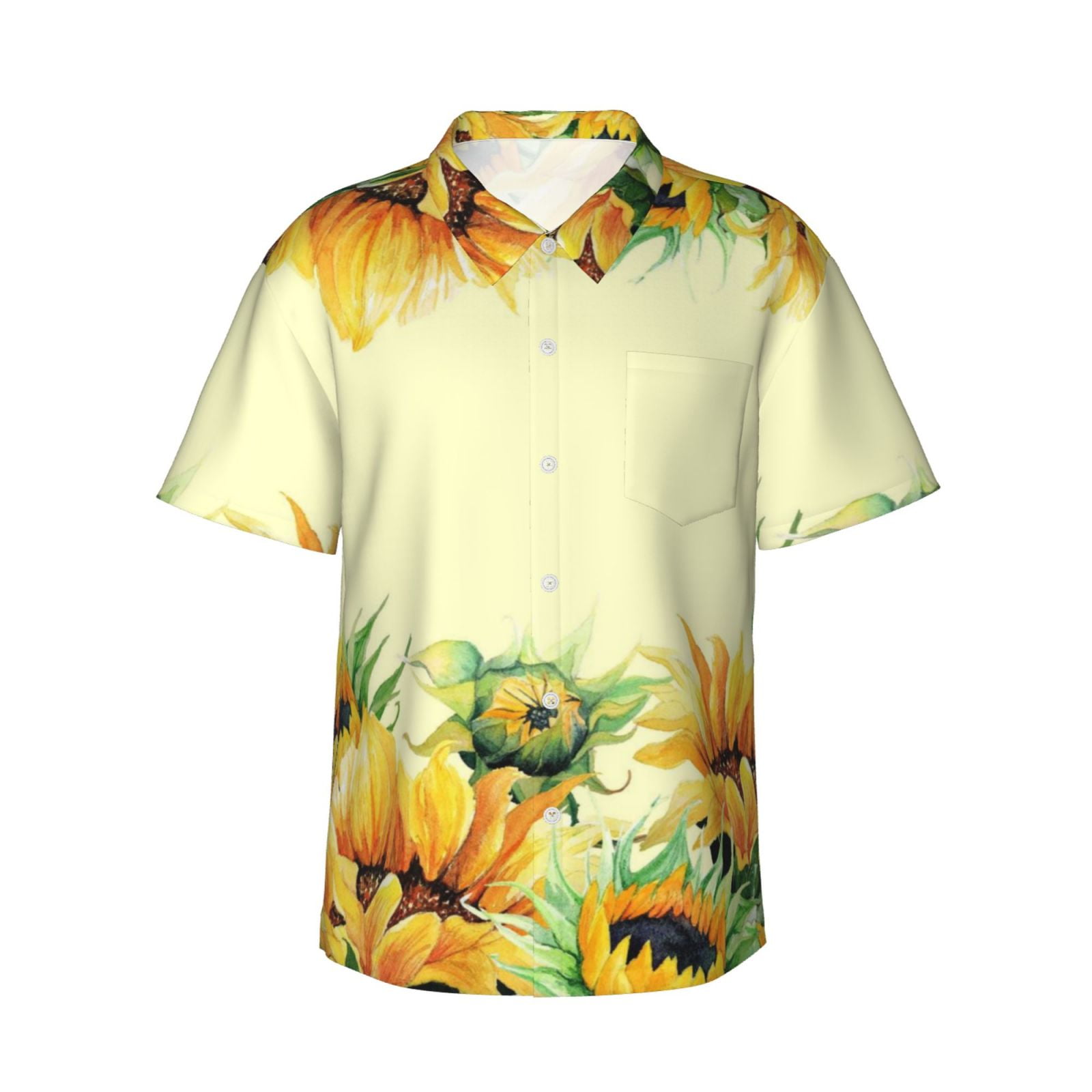Logiee Sunflowers On A Yellow Background Print Mens Hawaiian Shirts ...