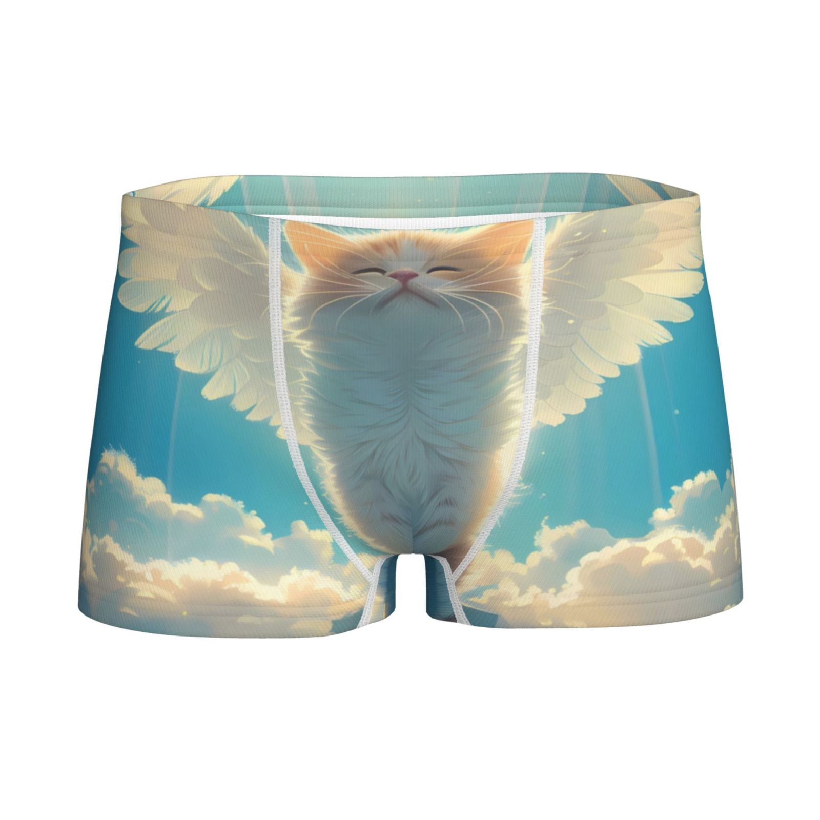 Logiee Sunshine Cute Winged Cat Print Boys' Boxer Briefs,Tween Boy ...