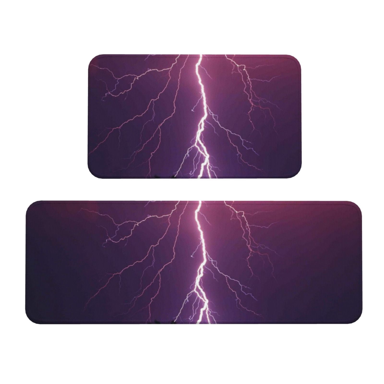 Logiee Thunderstorm Violet Purple Print Kitchen Mats for Floor Sets of ...