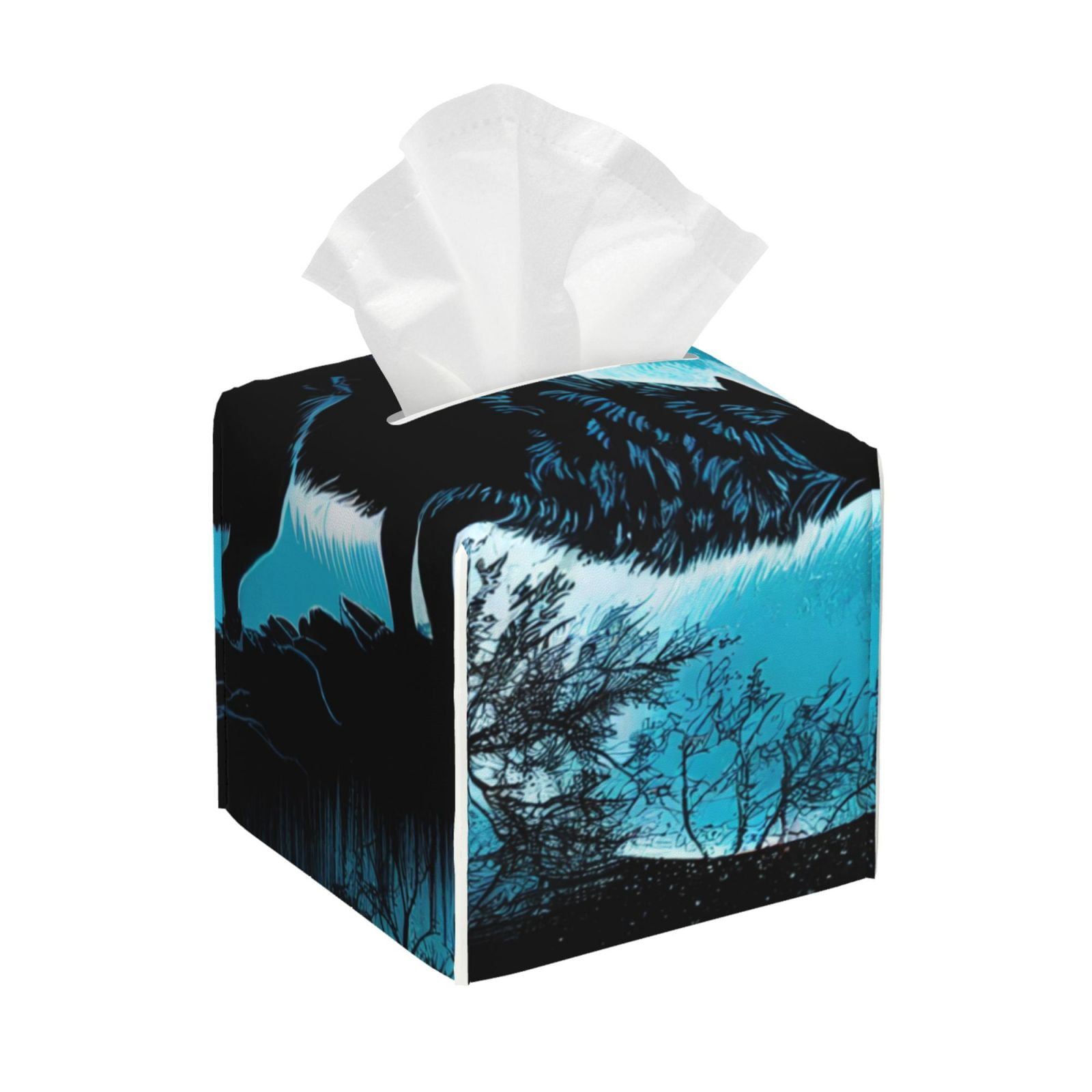 Logiee Tissue Box Cover 5X5X5'' PU Leather Tissue Holder Square Tissue ...