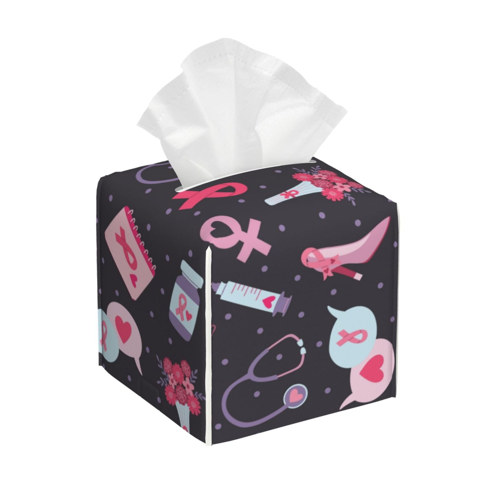 Logiee Tissue Box Cover 5X5X5'' PU Leather Tissue Holder Square Tissue ...