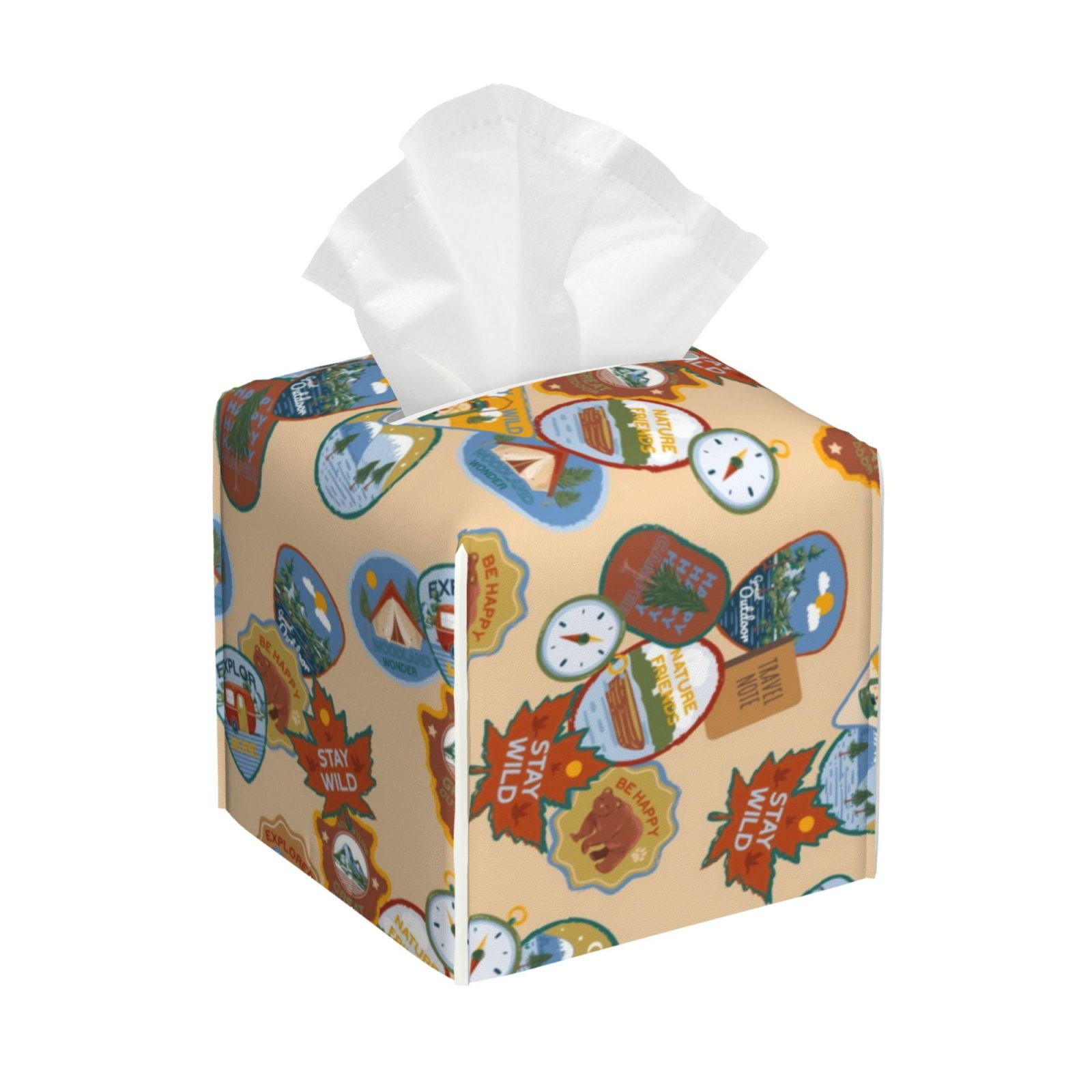 Logiee Tissue Box Cover 5X5X5'' PU Leather Tissue Holder Square Tissue ...