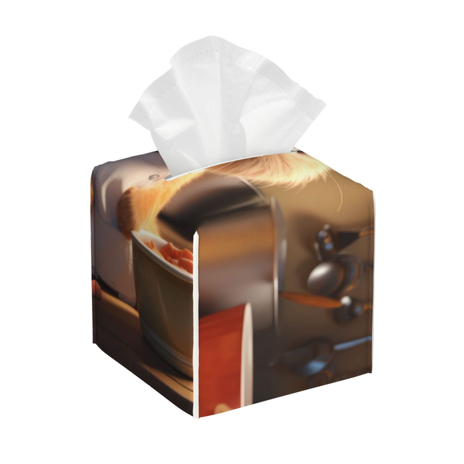 Logiee Tissue Box Cover 5X5X5'' PU Leather Tissue Holder Square Tissue ...