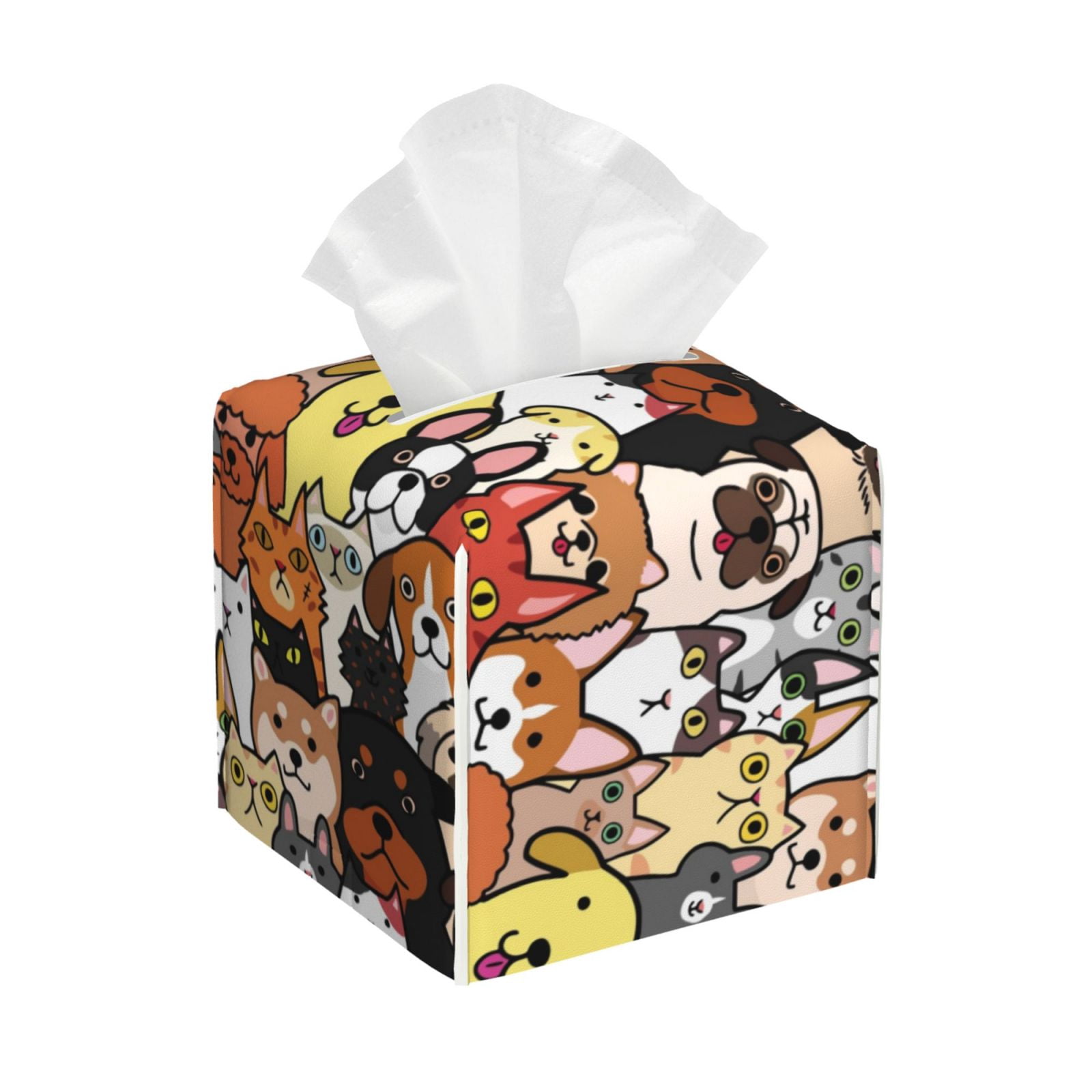 Logiee Tissue Box Cover 5X5X5'' PU Leather Tissue Holder Square Tissue ...