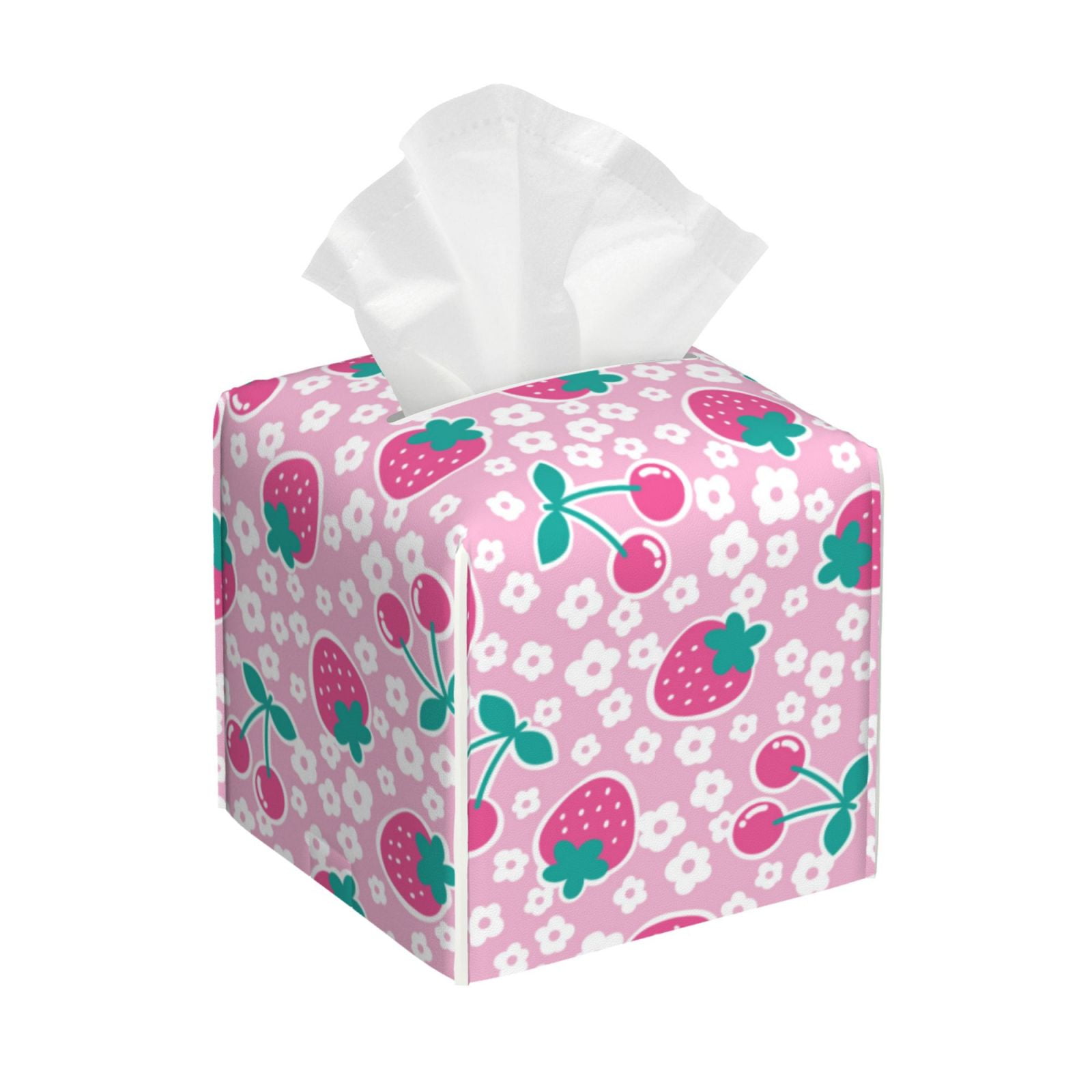 Logiee Tissue Box Cover 5X5X5'' PU Leather Tissue Holder Square Tissue Cube Box Organizer for ...