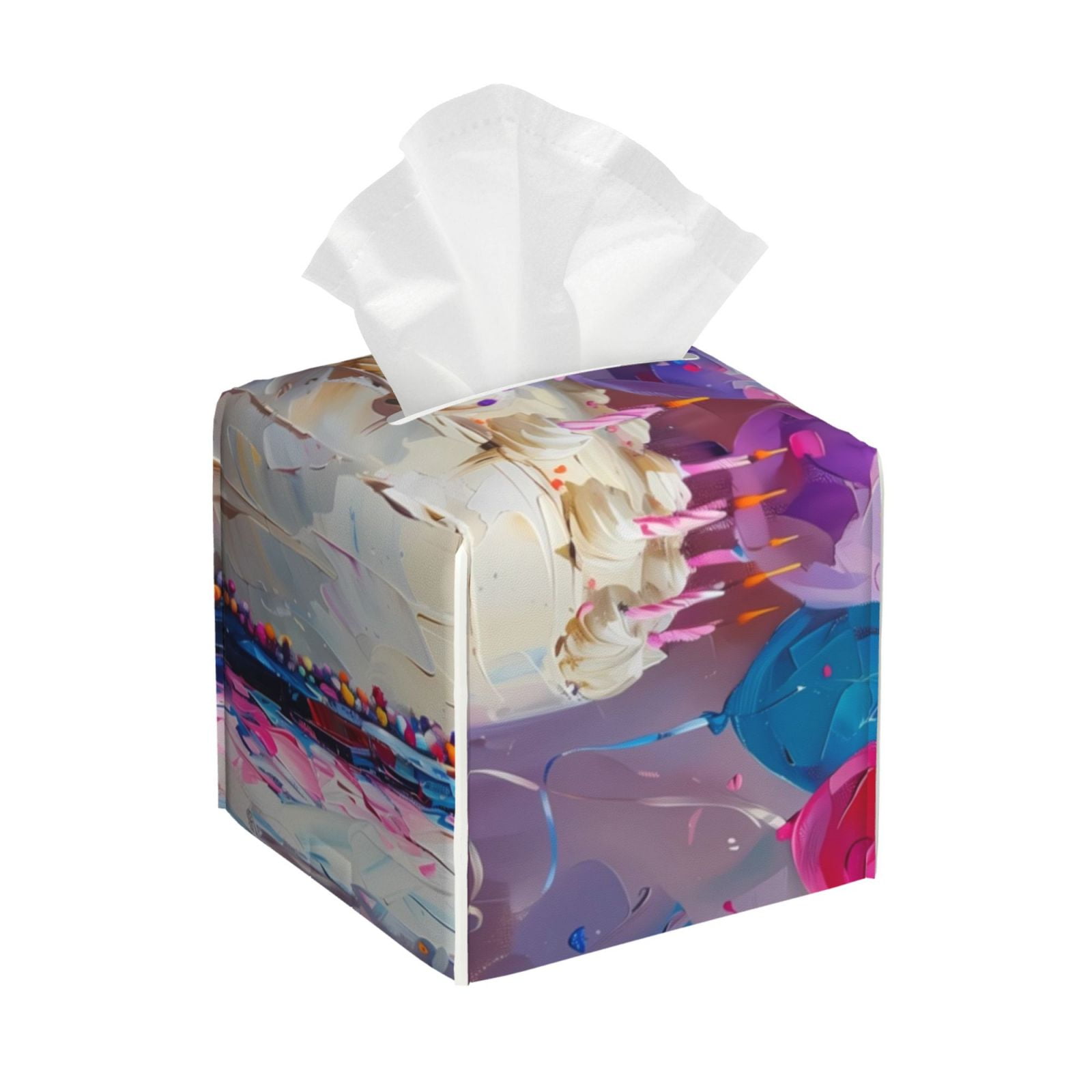 Logiee Tissue Box Cover 5X5X5'' PU Leather Tissue Holder Square Tissue ...