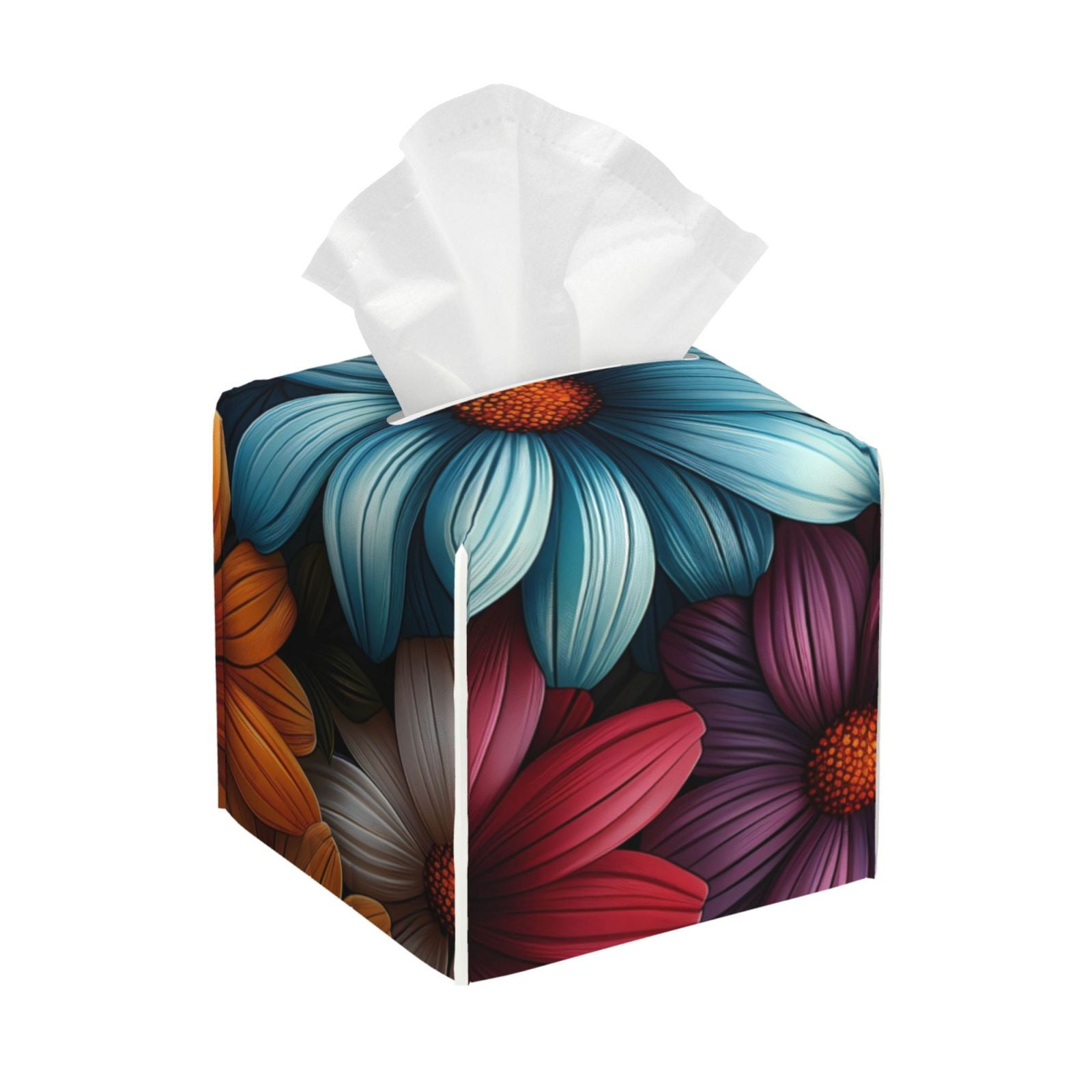 Logiee Tissue Box Cover 5X5X5'' PU Leather Tissue Holder Square Tissue ...