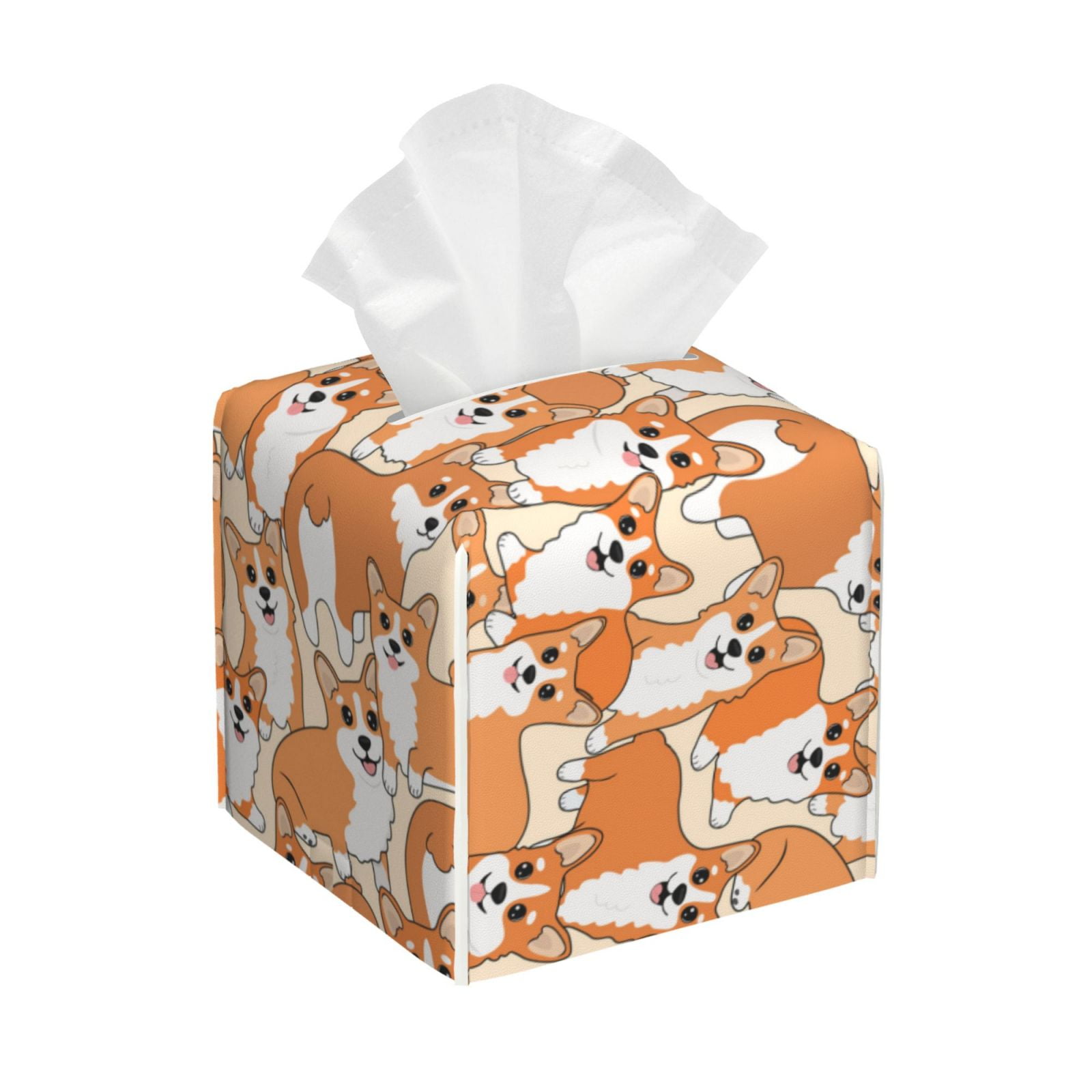 Logiee Tissue Box Cover 5X5X5'' PU Leather Tissue Holder Square Tissue ...