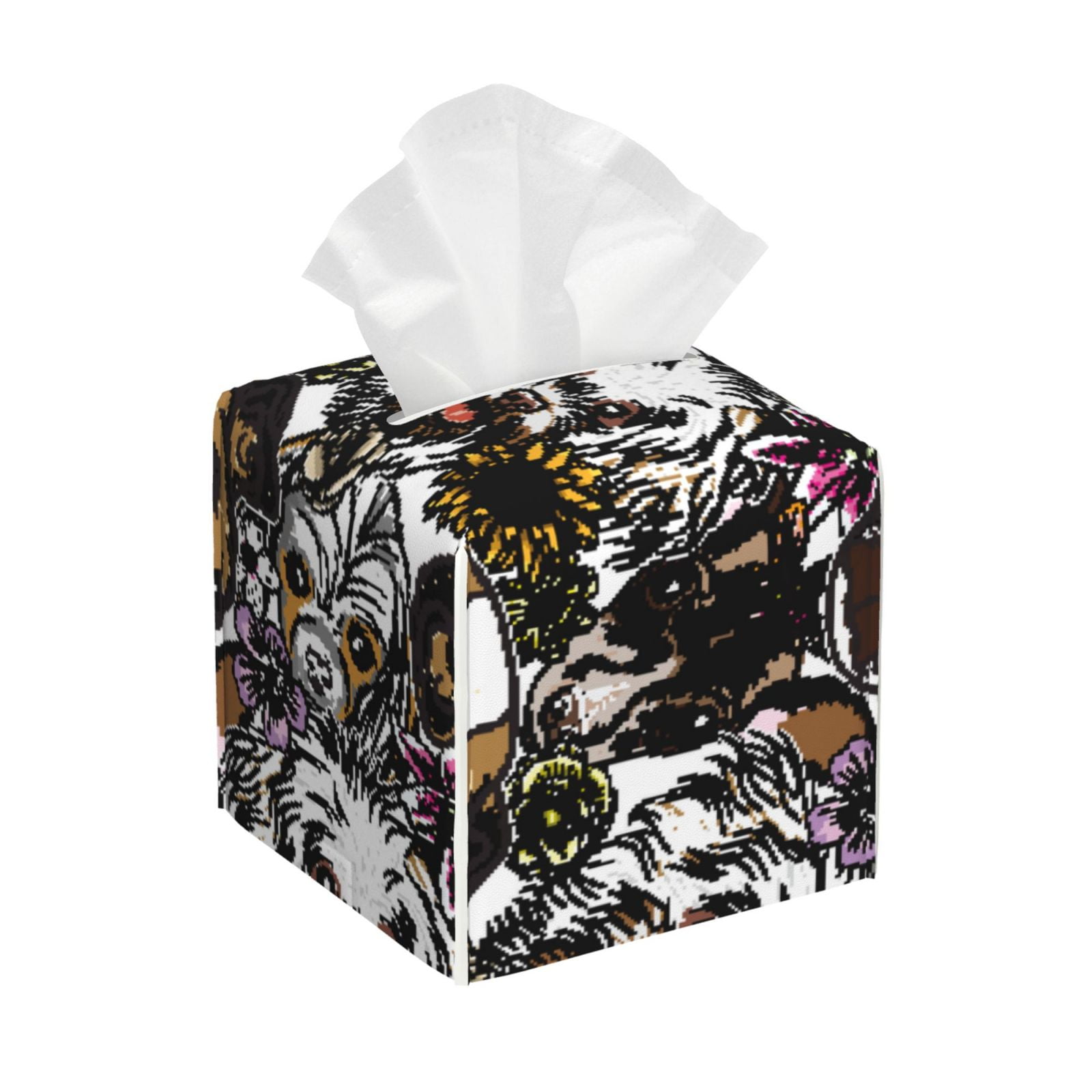 Logiee Tissue Box Cover 5X5X5'' PU Leather Tissue Holder Square Tissue ...