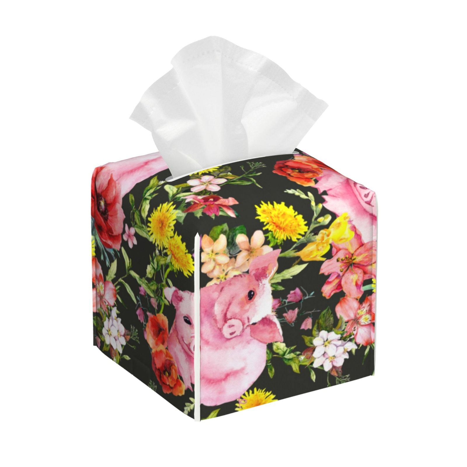 Logiee Tissue Box Cover 5X5X5'' PU Leather Tissue Holder Square Tissue ...