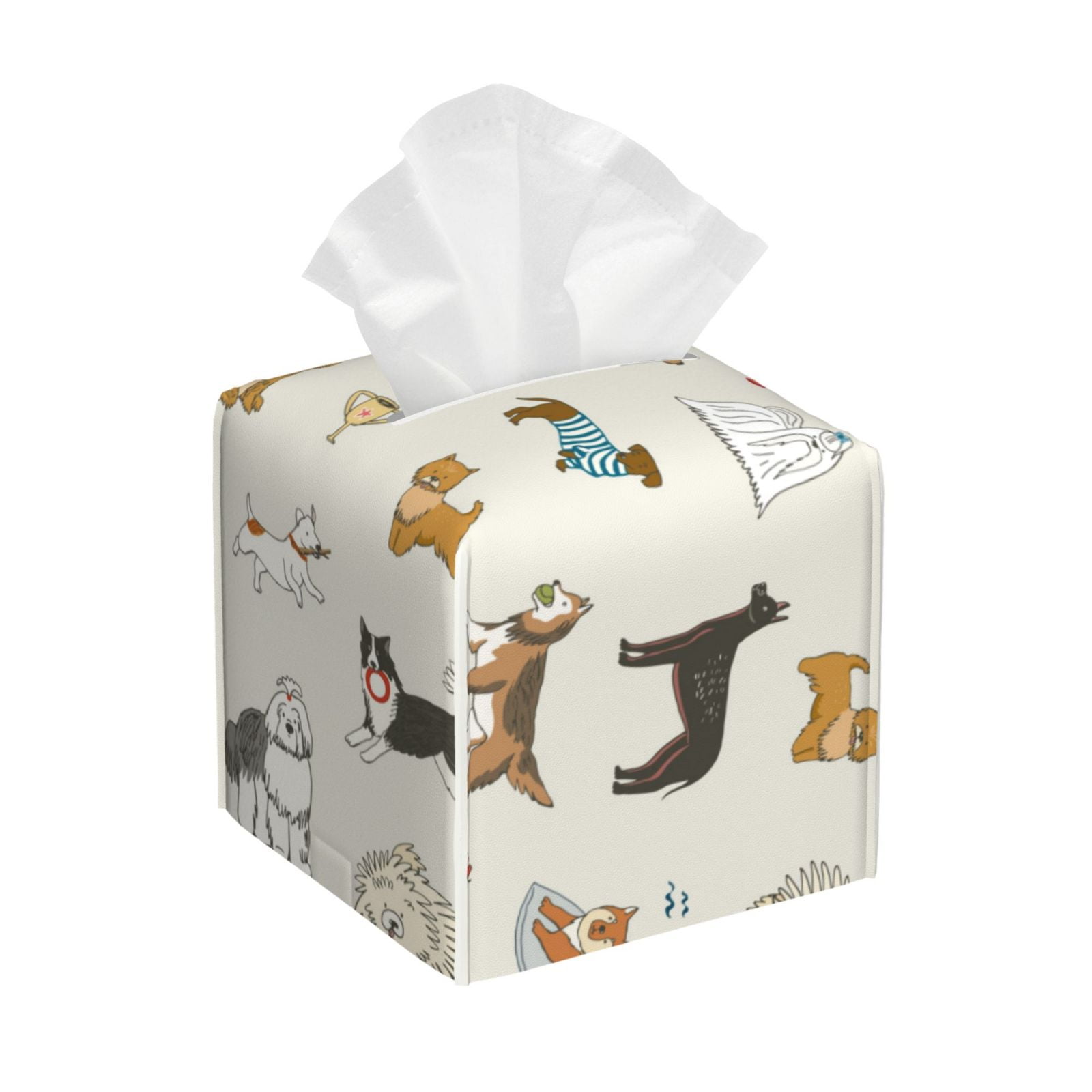 Logiee Tissue Box Cover 5X5X5'' PU Leather Tissue Holder Square Tissue ...