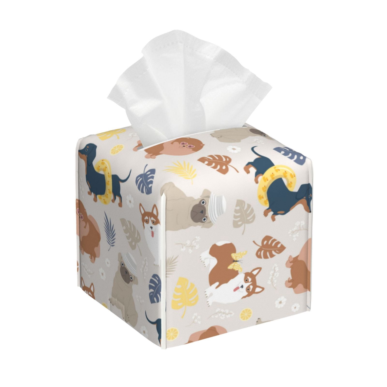Logiee Tissue Box Cover 5X5X5'' PU Leather Tissue Holder Square Tissue ...