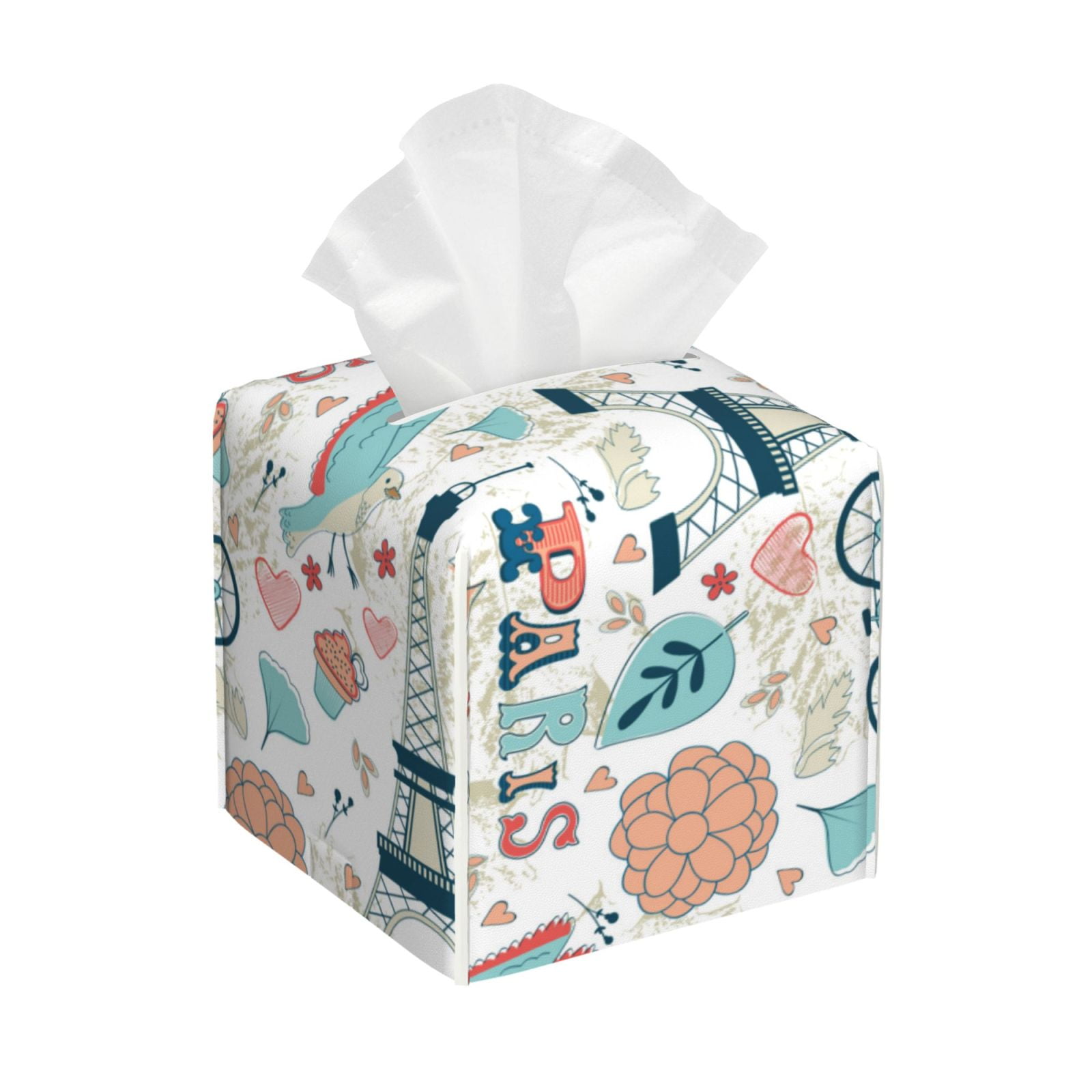 Logiee Tissue Box Cover 5X5X5'' PU Leather Tissue Holder Square Tissue ...