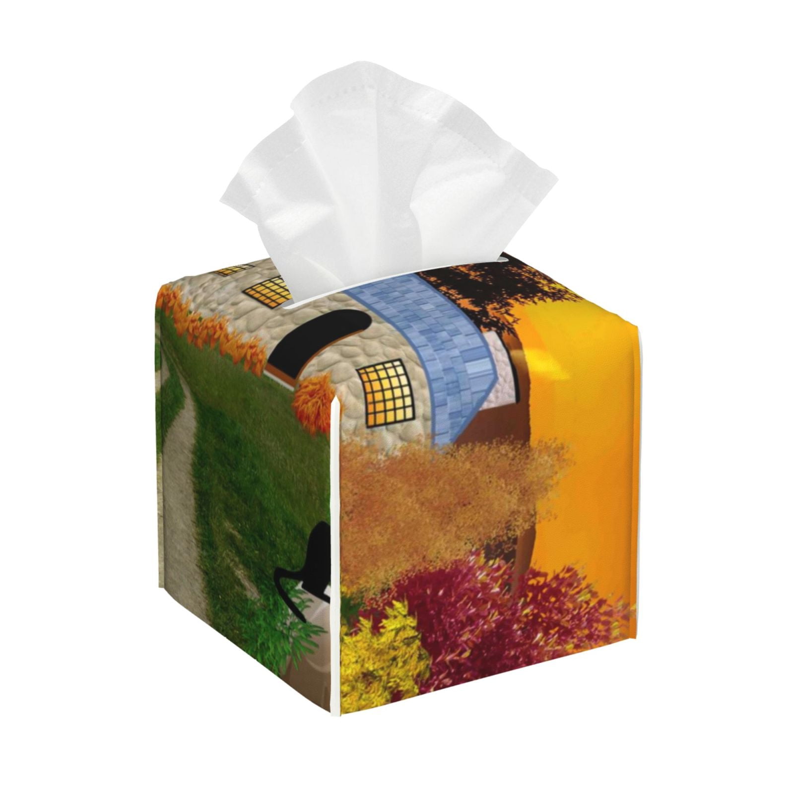 Logiee Tissue Box Cover 5X5X5'' PU Leather Tissue Holder Square Tissue ...