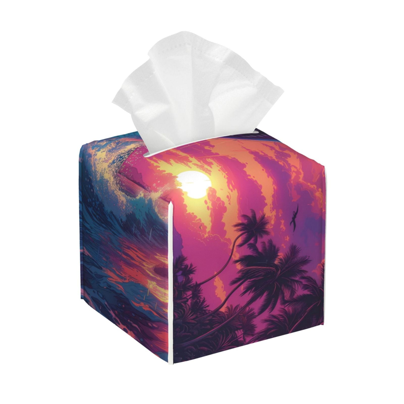Logiee Tissue Box Cover 5X5X5'' PU Leather Tissue Holder Square Tissue ...