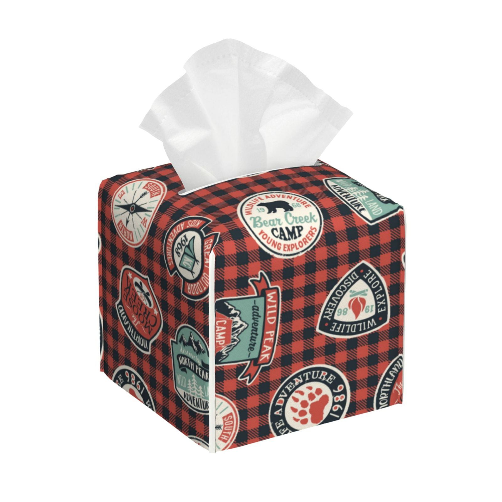 Logiee Tissue Box Cover 5X5X5'' PU Leather Tissue Holder Square Tissue ...