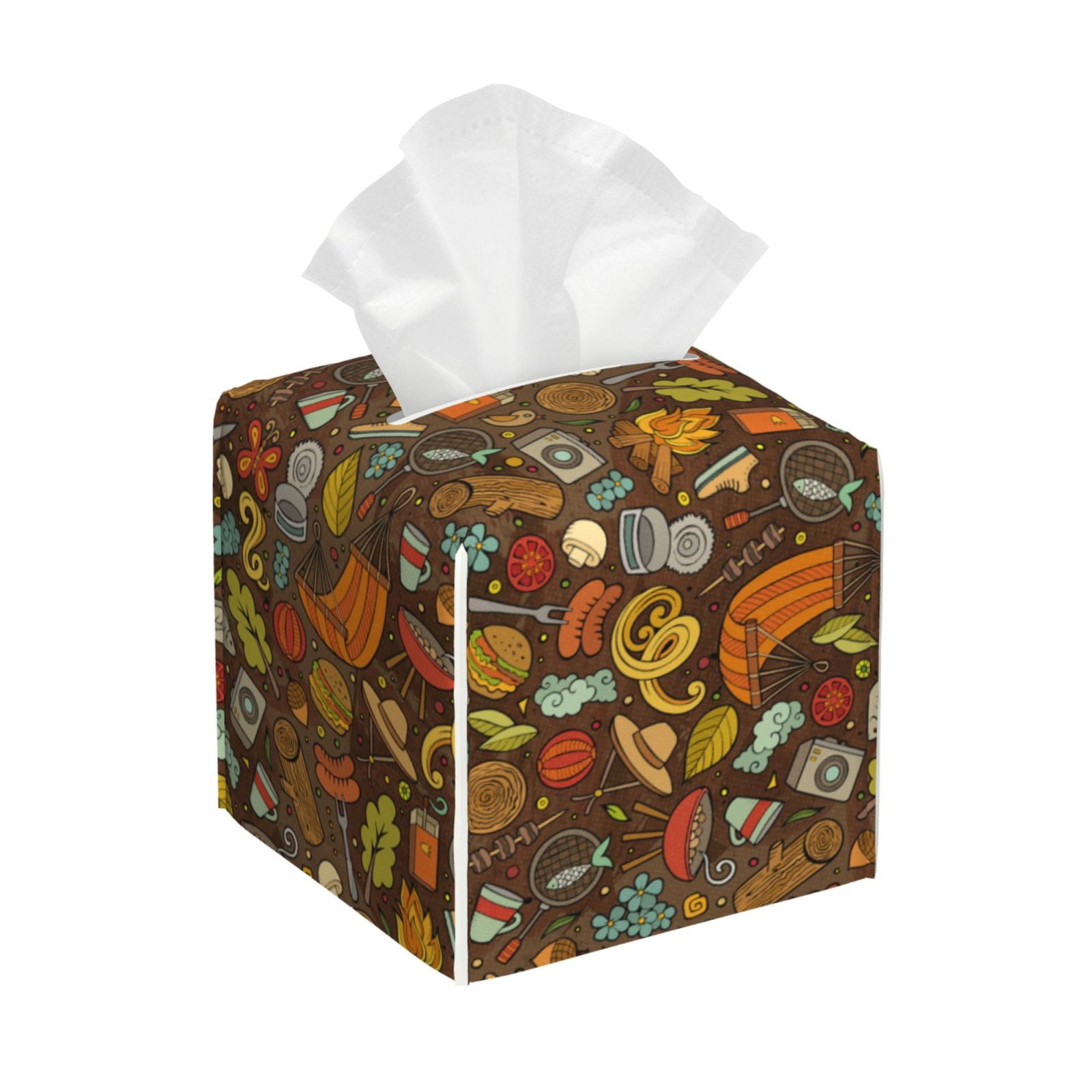 Logiee Tissue Box Cover 5X5X5'' PU Leather Tissue Holder Square Tissue ...