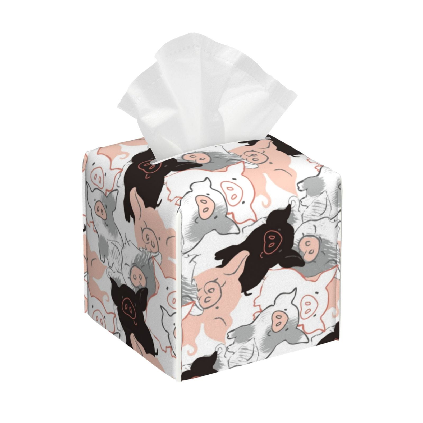 Logiee Tissue Box Cover 5X5X5'' PU Leather Tissue Holder Square Tissue ...