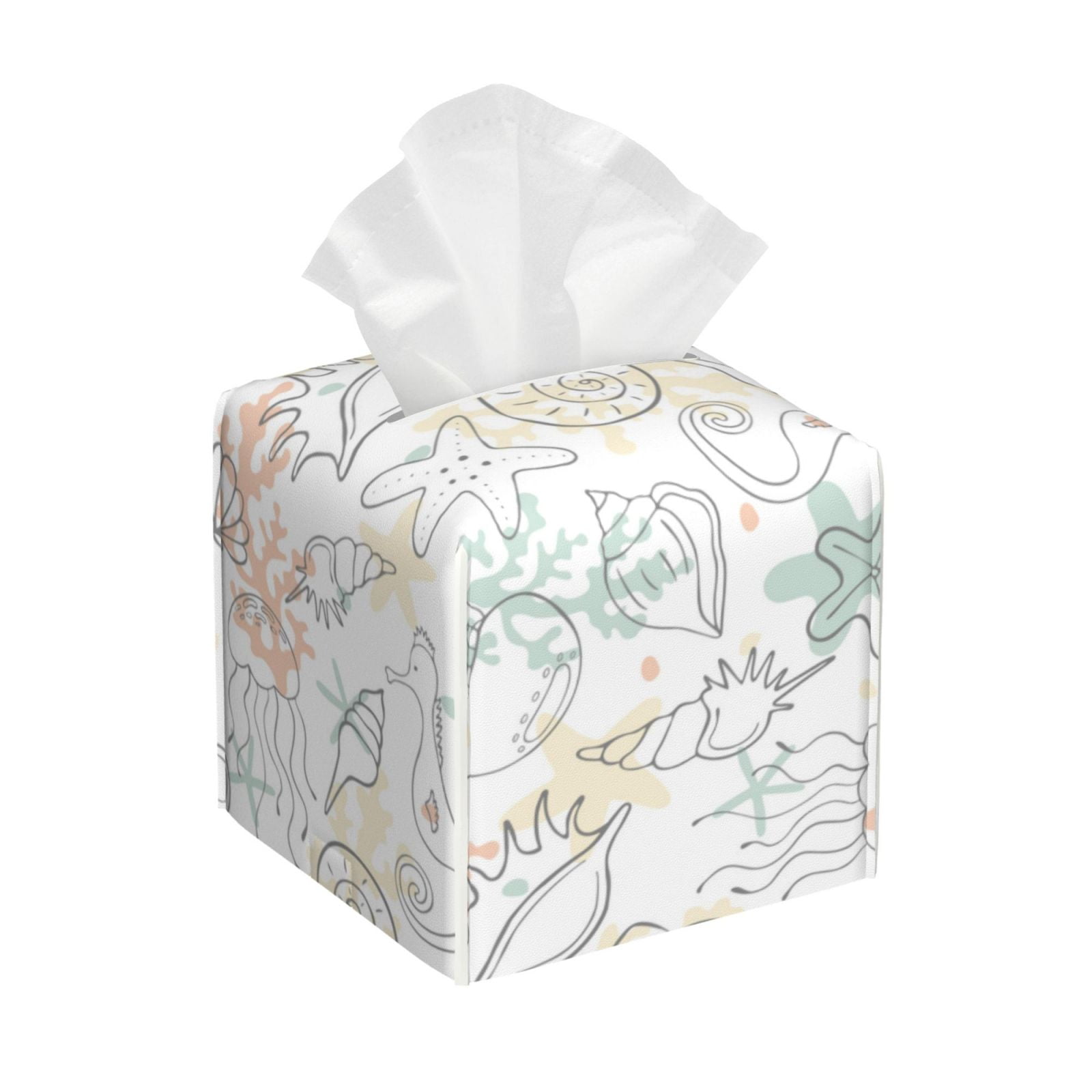 Logiee Tissue Box Cover 5X5X5'' PU Leather Tissue Holder Square Tissue Cube Box Organizer for ...