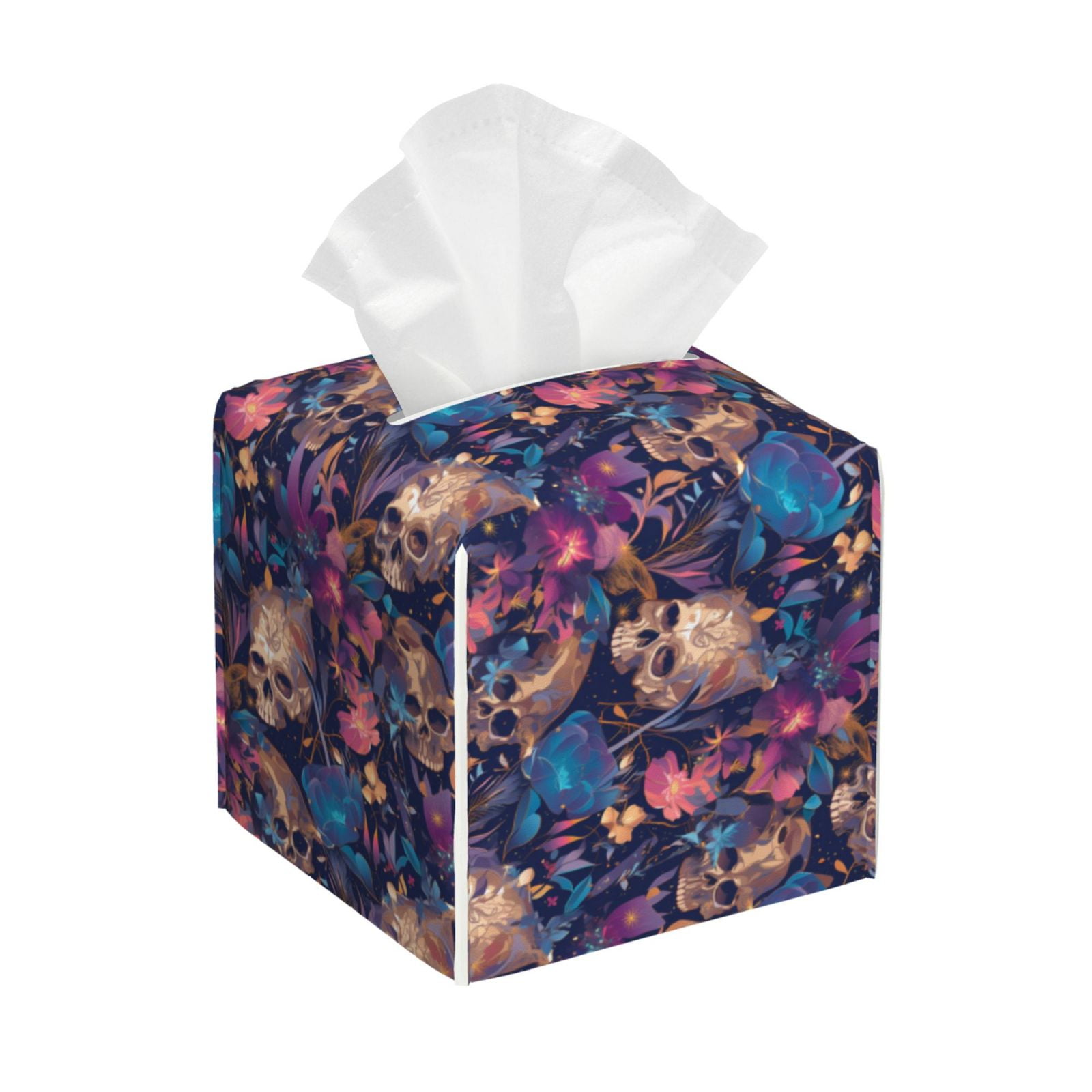 Logiee Tissue Box Cover 5X5X5'' PU Leather Tissue Holder Square Tissue Cube Box Organizer for ...