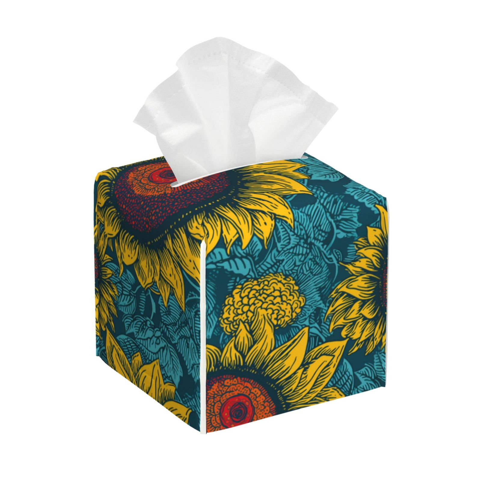 Logiee Tissue Box Cover 5X5X5'' PU Leather Tissue Holder Square Tissue ...