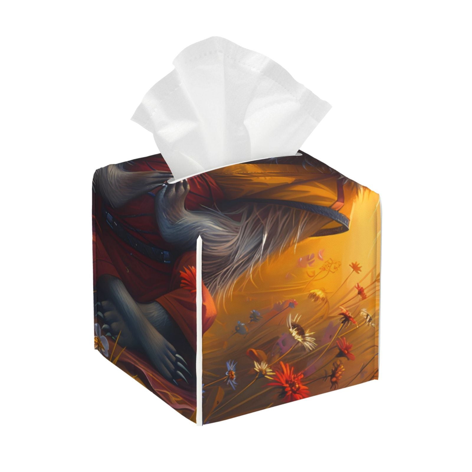 Logiee Tissue Box Cover 5X5X5'' PU Leather Tissue Holder Square Tissue ...