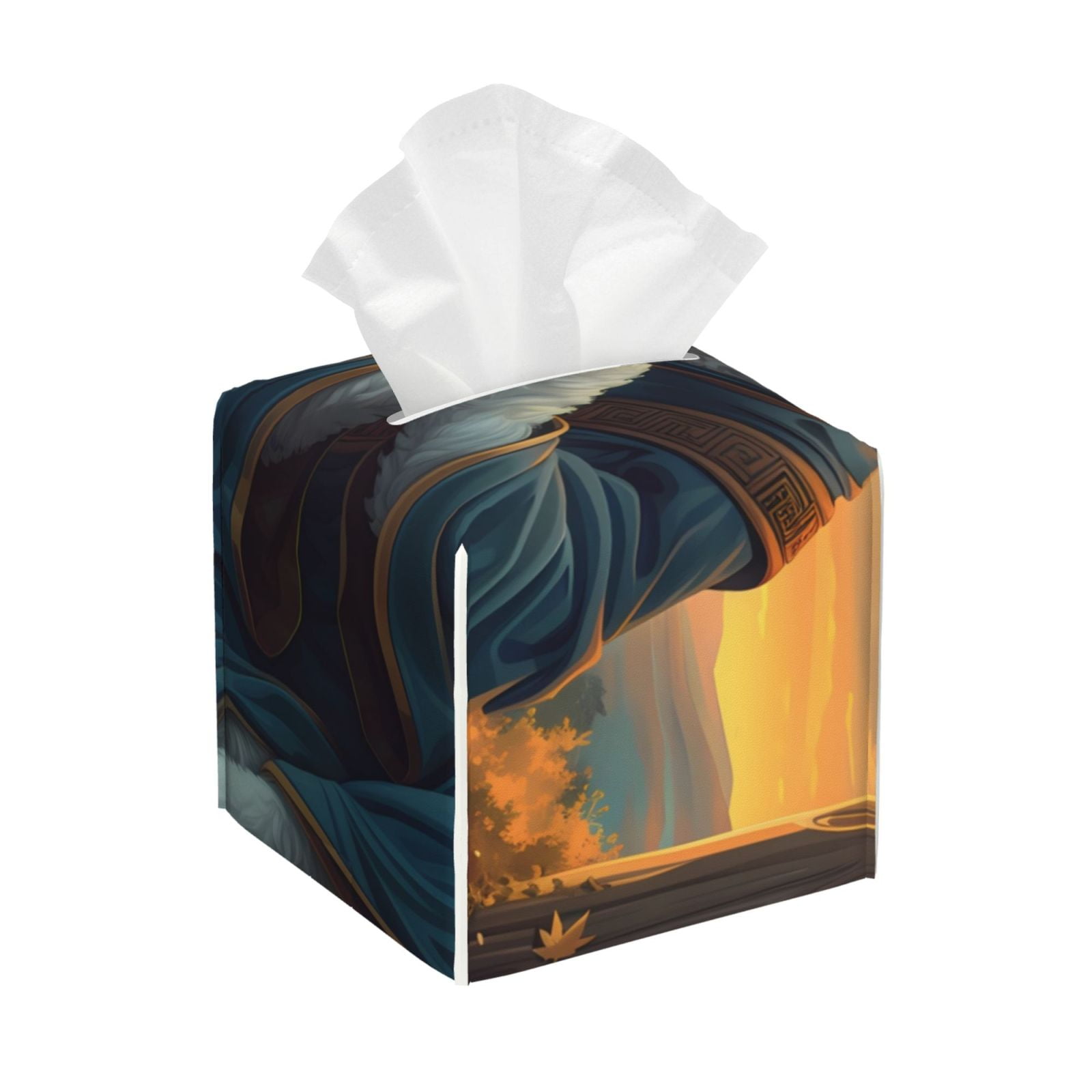 Logiee Tissue Box Cover 5X5X5'' PU Leather Tissue Holder Square Tissue ...