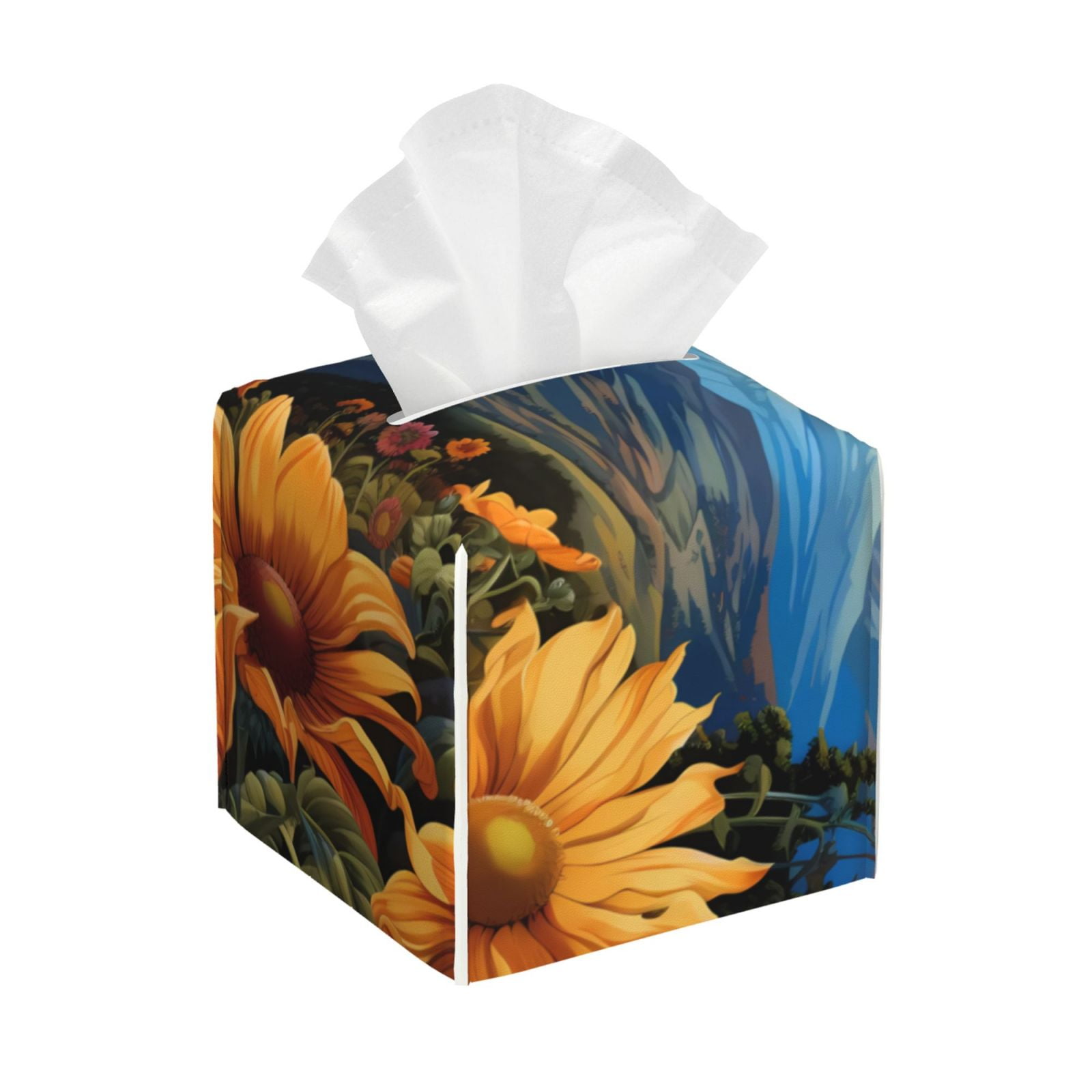 Logiee Tissue Box Cover 5X5X5'' PU Leather Tissue Holder Square Tissue ...