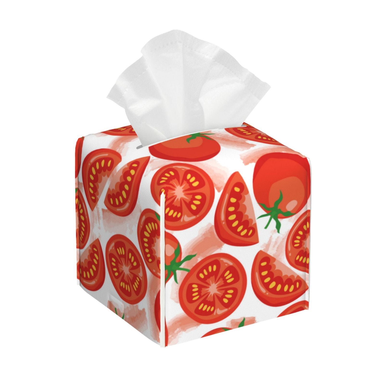 Logiee Tissue Box Cover 5X5X5'' PU Leather Tissue Holder Square Tissue Cube Box Organizer for ...