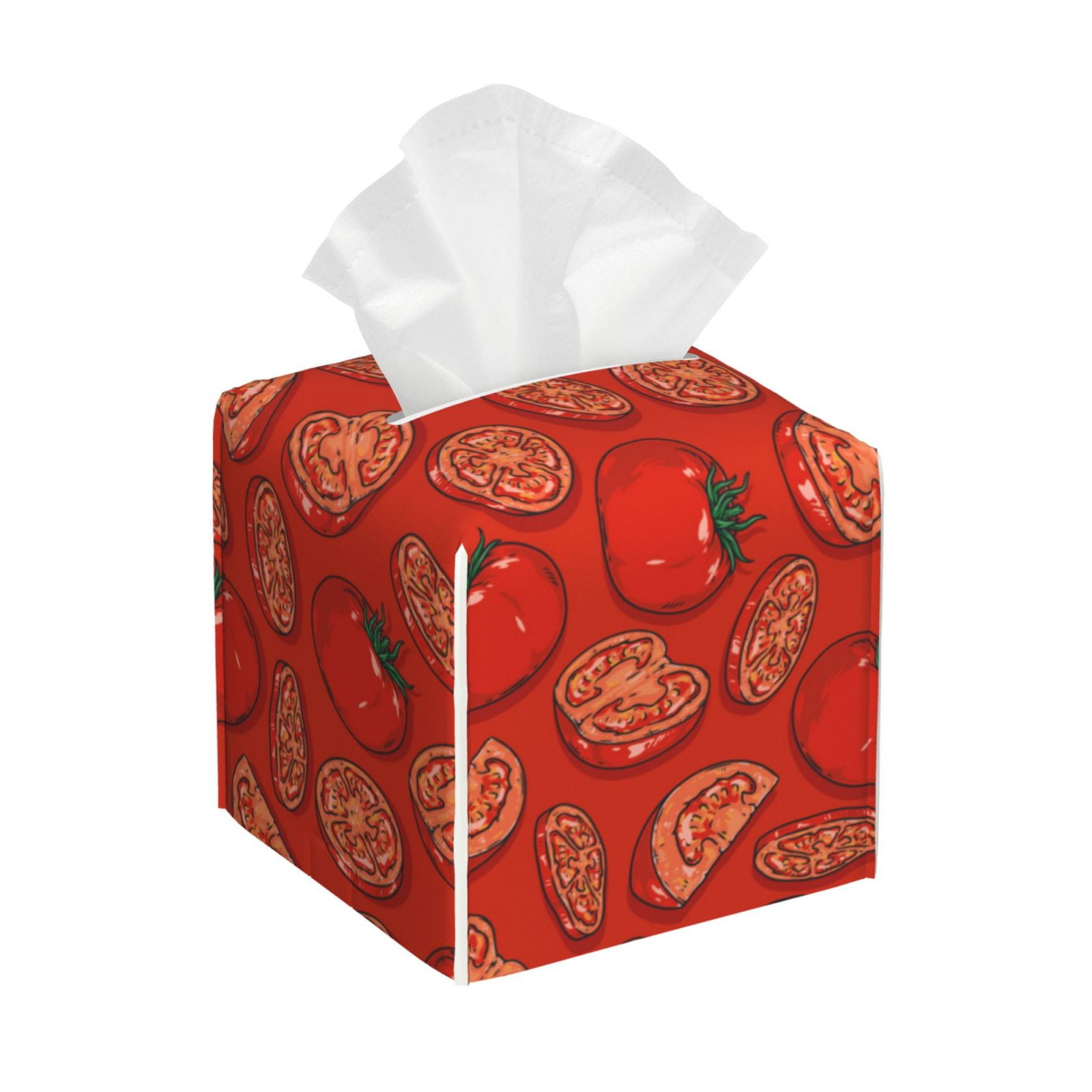 Logiee Tissue Box Cover 5X5X5'' PU Leather Tissue Holder Square Tissue Cube Box Organizer for ...