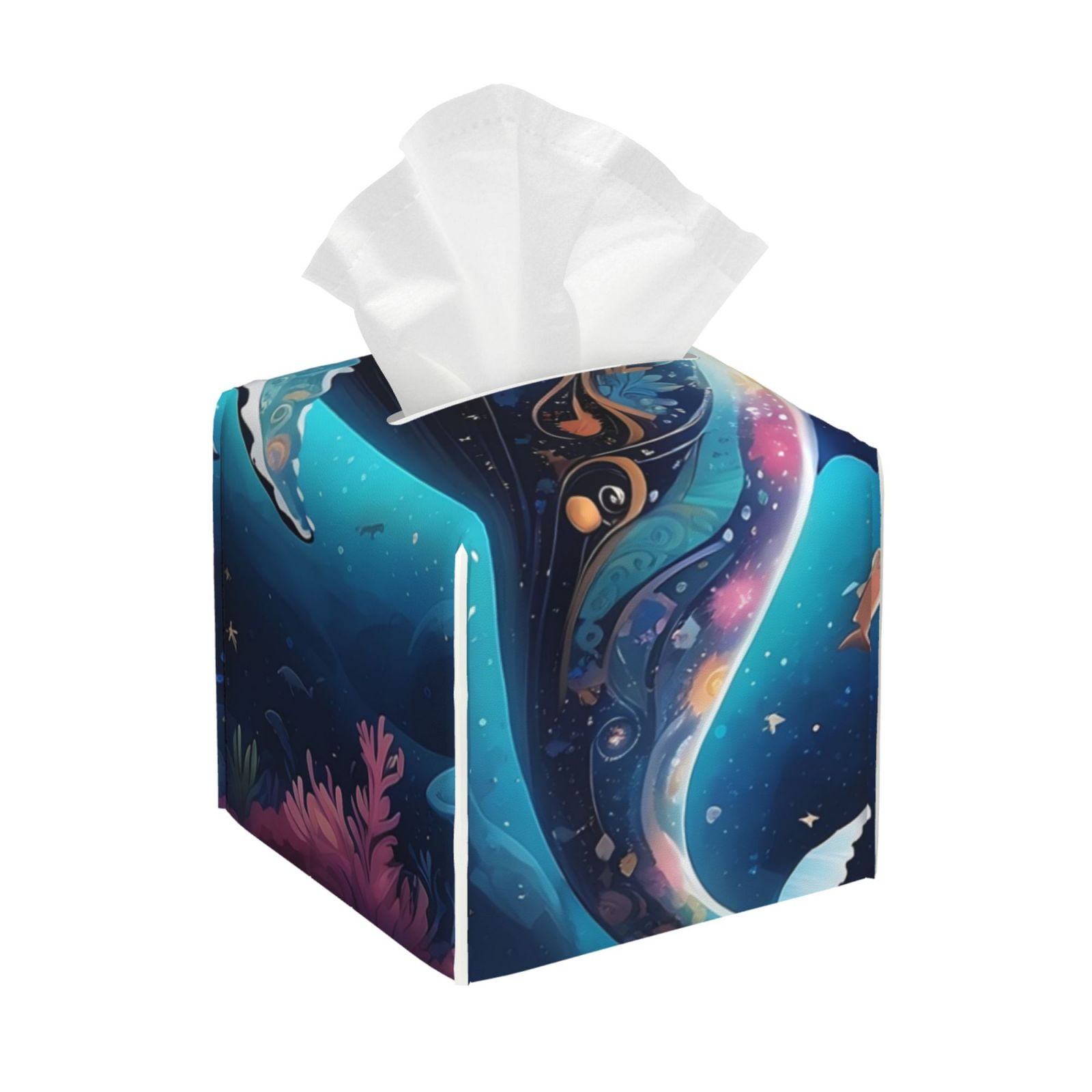 Logiee Tissue Box Cover 5X5X5'' PU Leather Tissue Holder Square Tissue ...