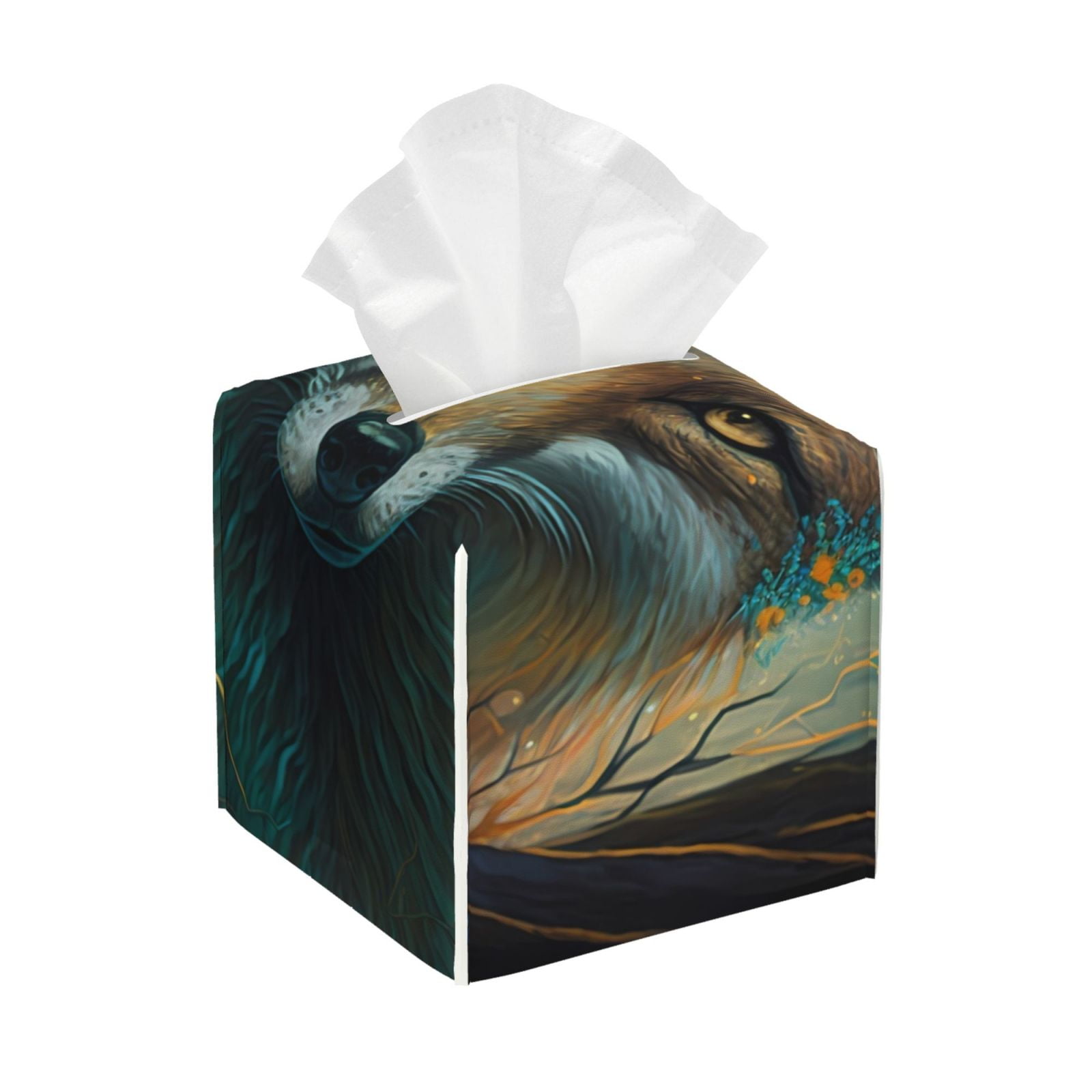 Logiee Tissue Box Cover 5X5X5'' PU Leather Tissue Holder Square Tissue ...