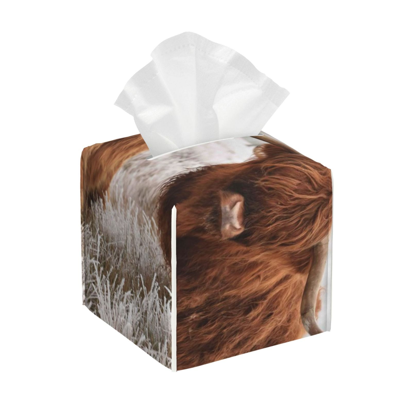 Logiee Tissue Box Cover 5X5X5'' PU Leather Tissue Holder Square Tissue ...