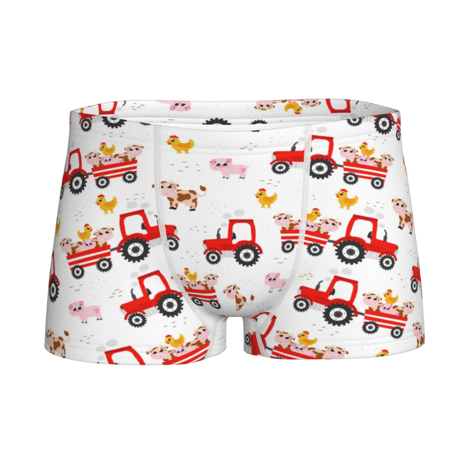 Logiee Tractor With Farm Animals Print Boys' Boxer Briefs,Tween Boy ...