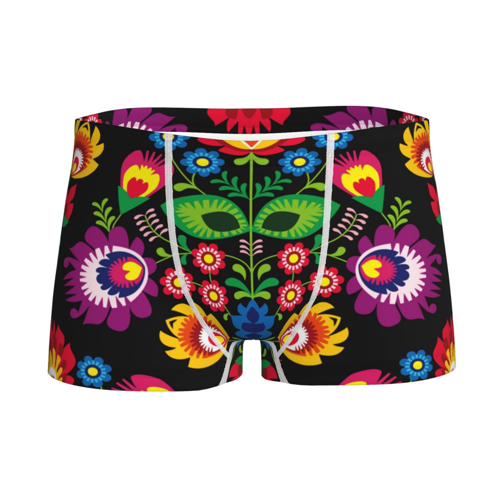 Logiee Traditional Floral Polish Print Boys' Boxer Briefs,Tween Boy ...