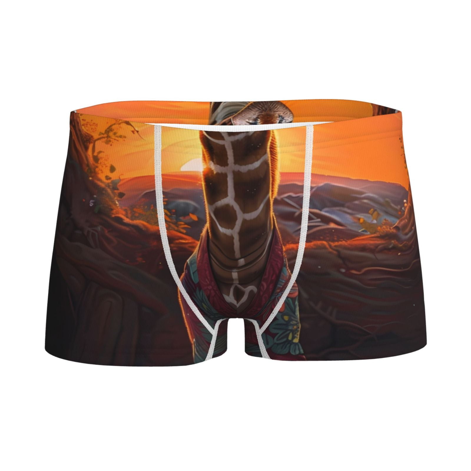 Logiee Tree Hollow Meditating Giraffe Print Boys' Boxer Briefs,Tween ...