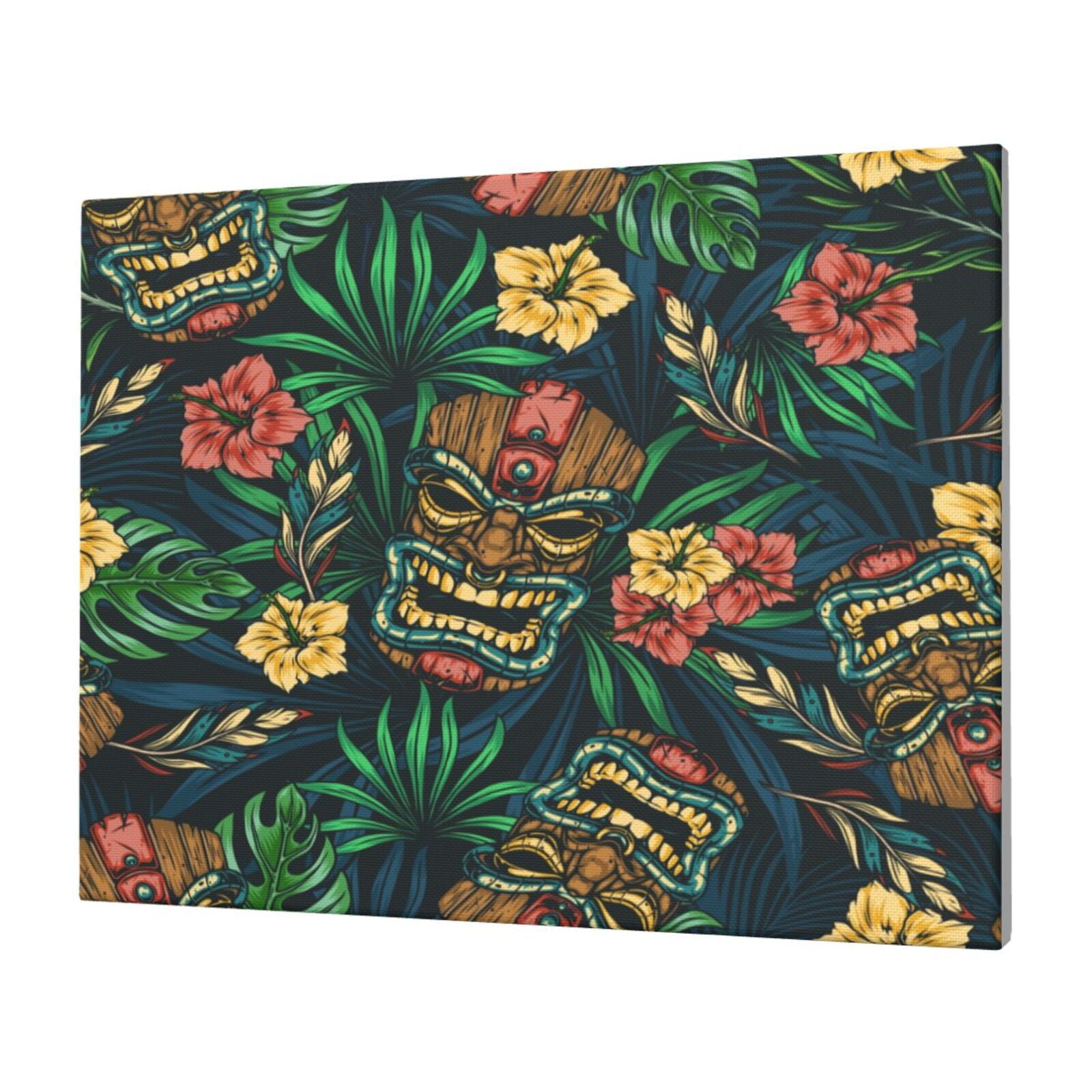 Logiee Tropical Tribe Mask Print Canvas Wall Art,Canvas Picture Prints ...