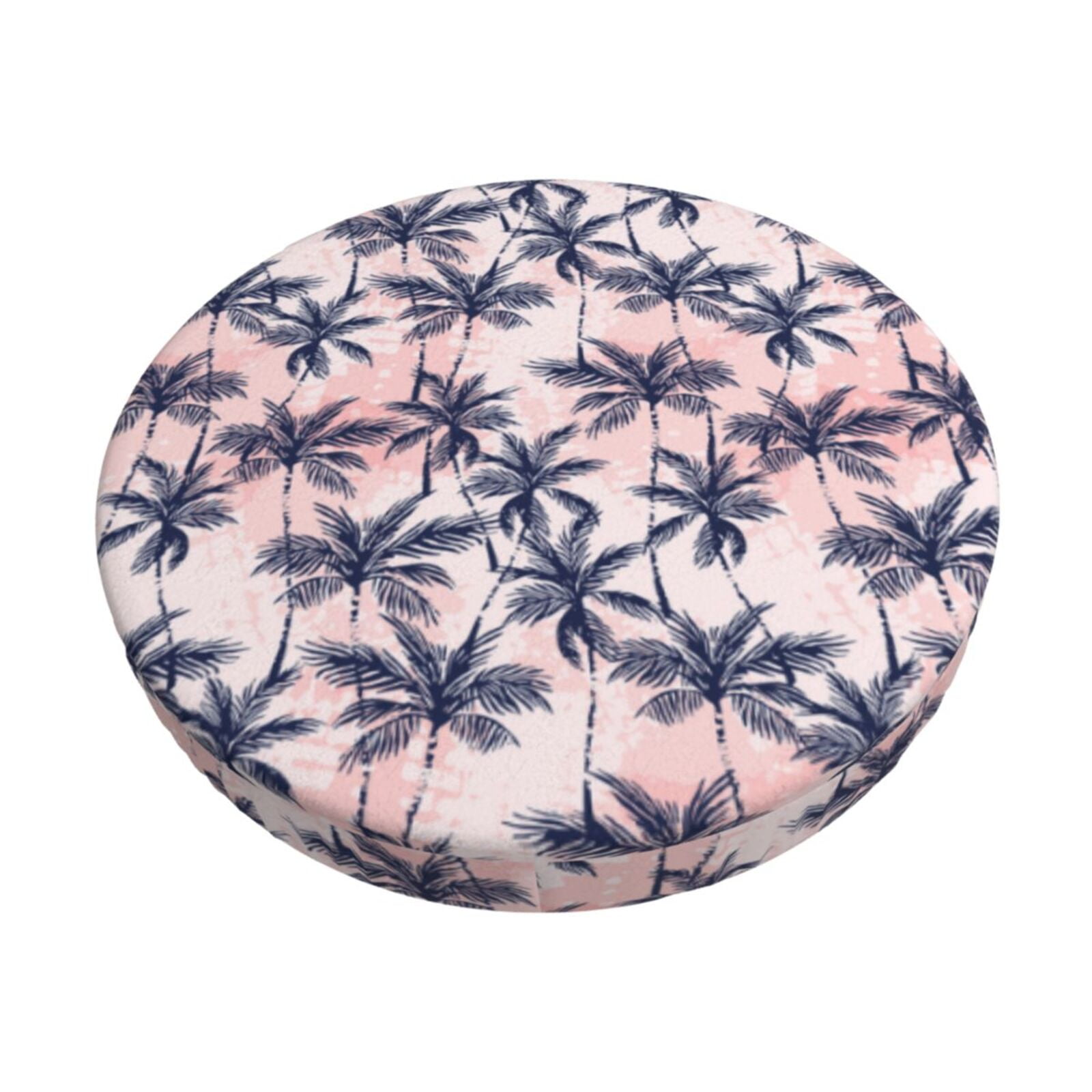 Logiee Tropics Palm Trees Print Stool Covers Round,Bar Stool Covers ...