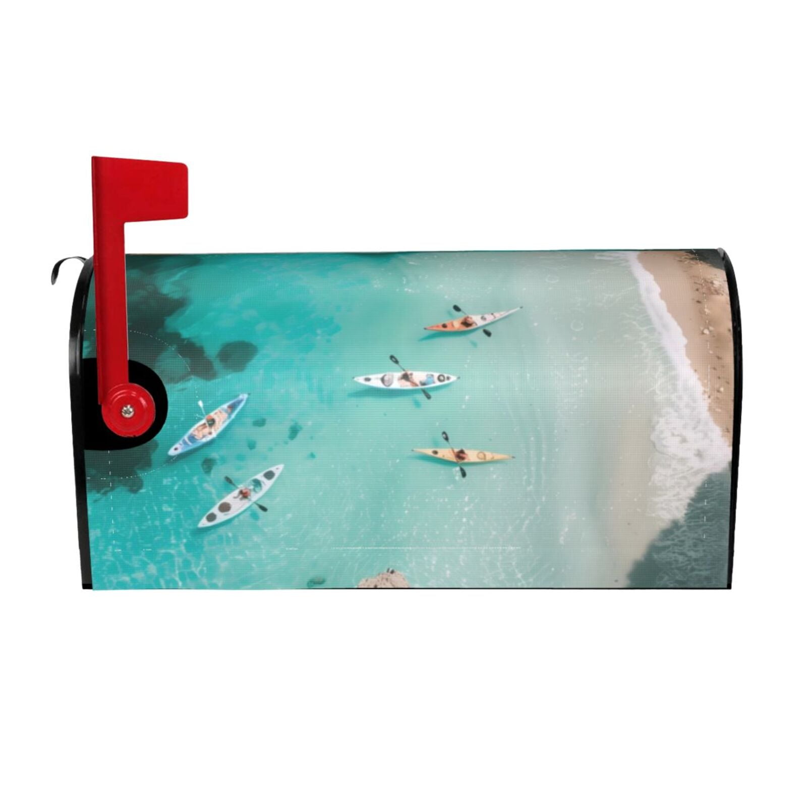 Logiee Turquoise Beach Kayaking Print Post Letter Box Wrap Decor ...