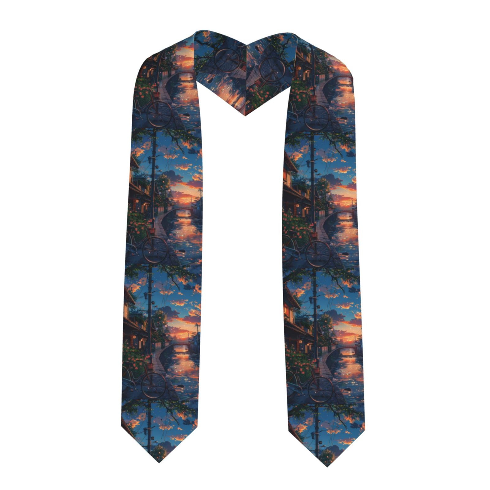 Logiee Twilight Canal Reflection Print Unisex Adult Graduation Stole ...