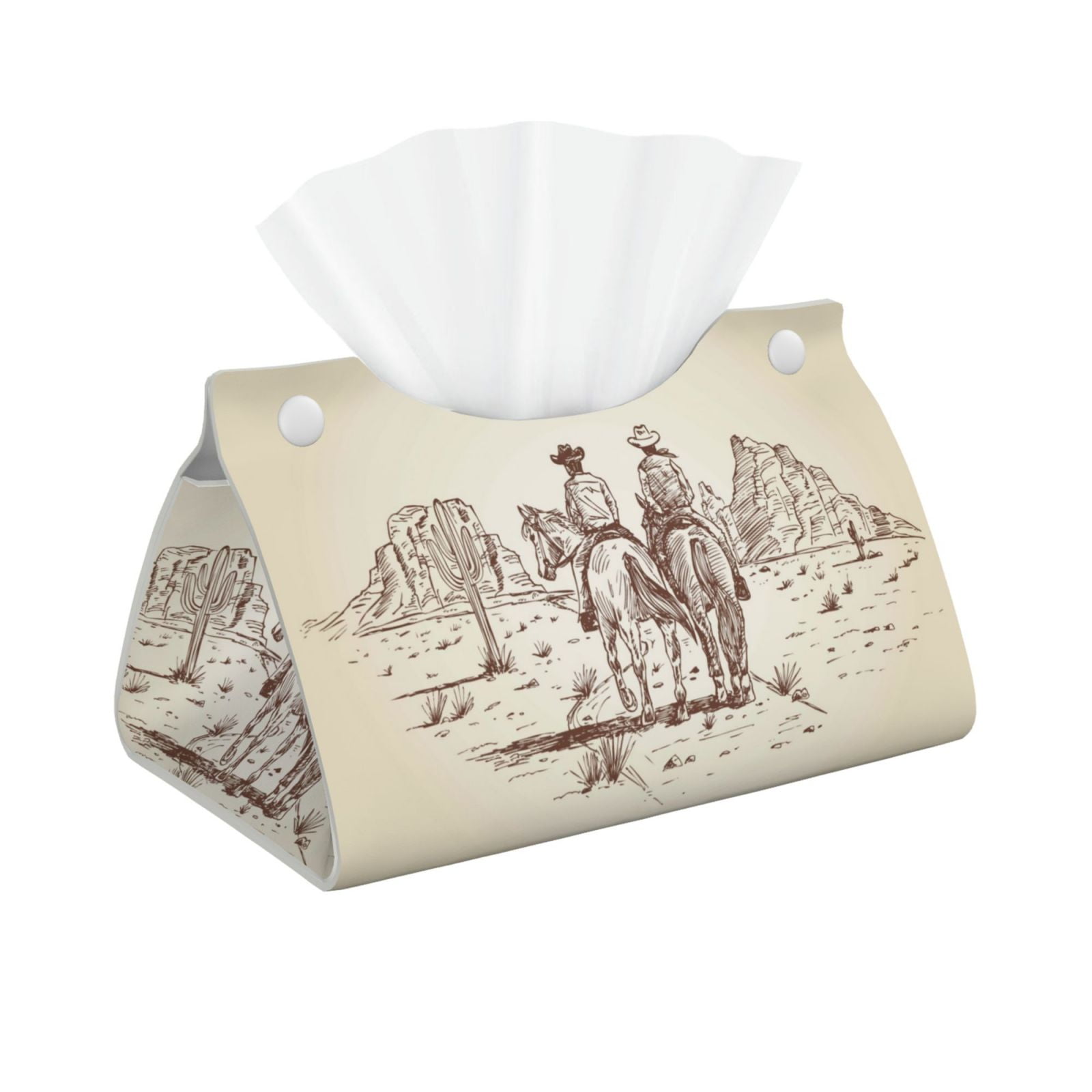 Logiee Two Cowboys Riding Horses In The Desert Print Tissue Box Cover ...